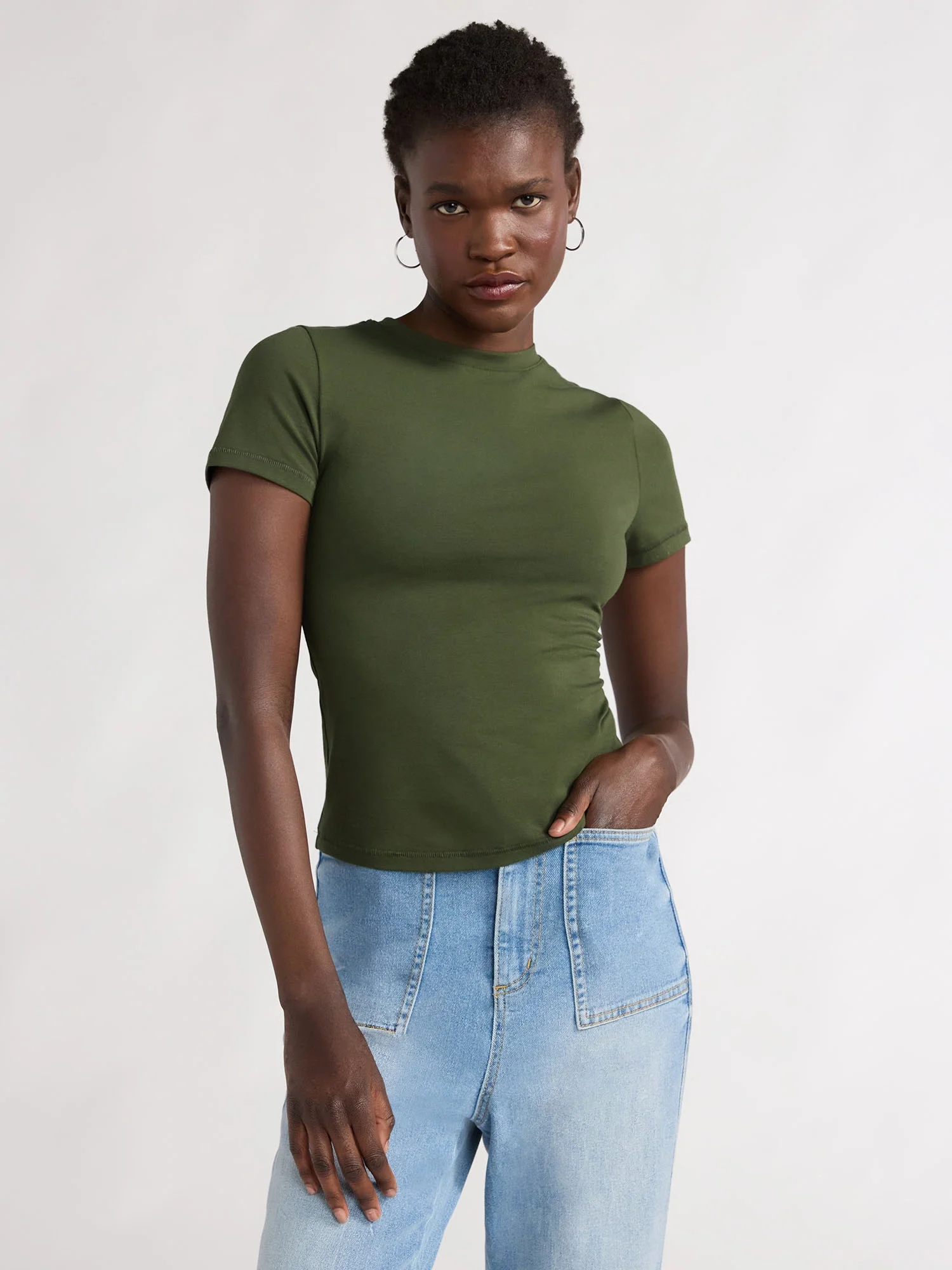Scoop Women's Cotton Fitted Baby Tee, Sizes XS-XXL - Walmart.com