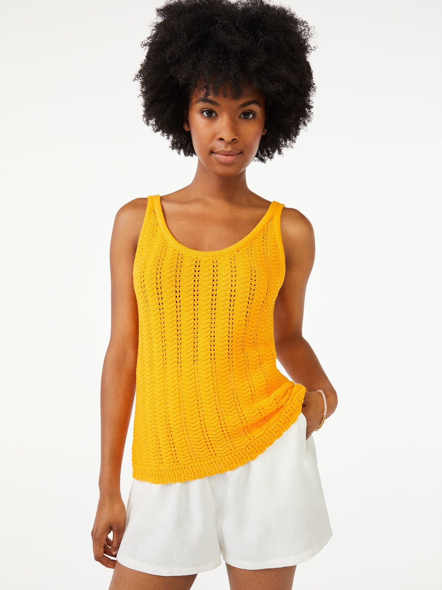 Scoop Women's Sweater Tank Top with Scallop Hem - Walmart.com