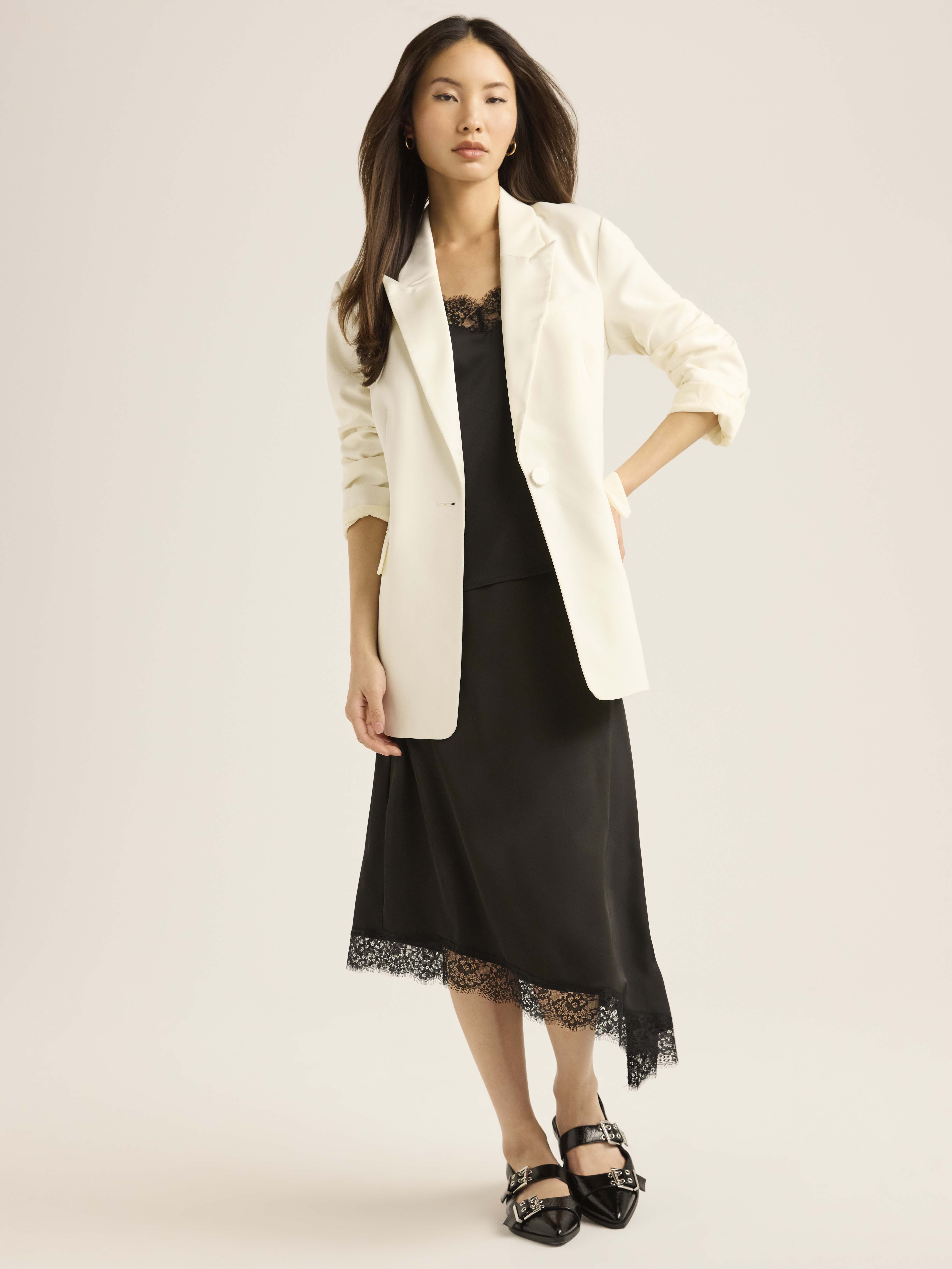 Scoop Tuxedo Blazer - women's Formal Satin Trim Jacket - Walmart.com