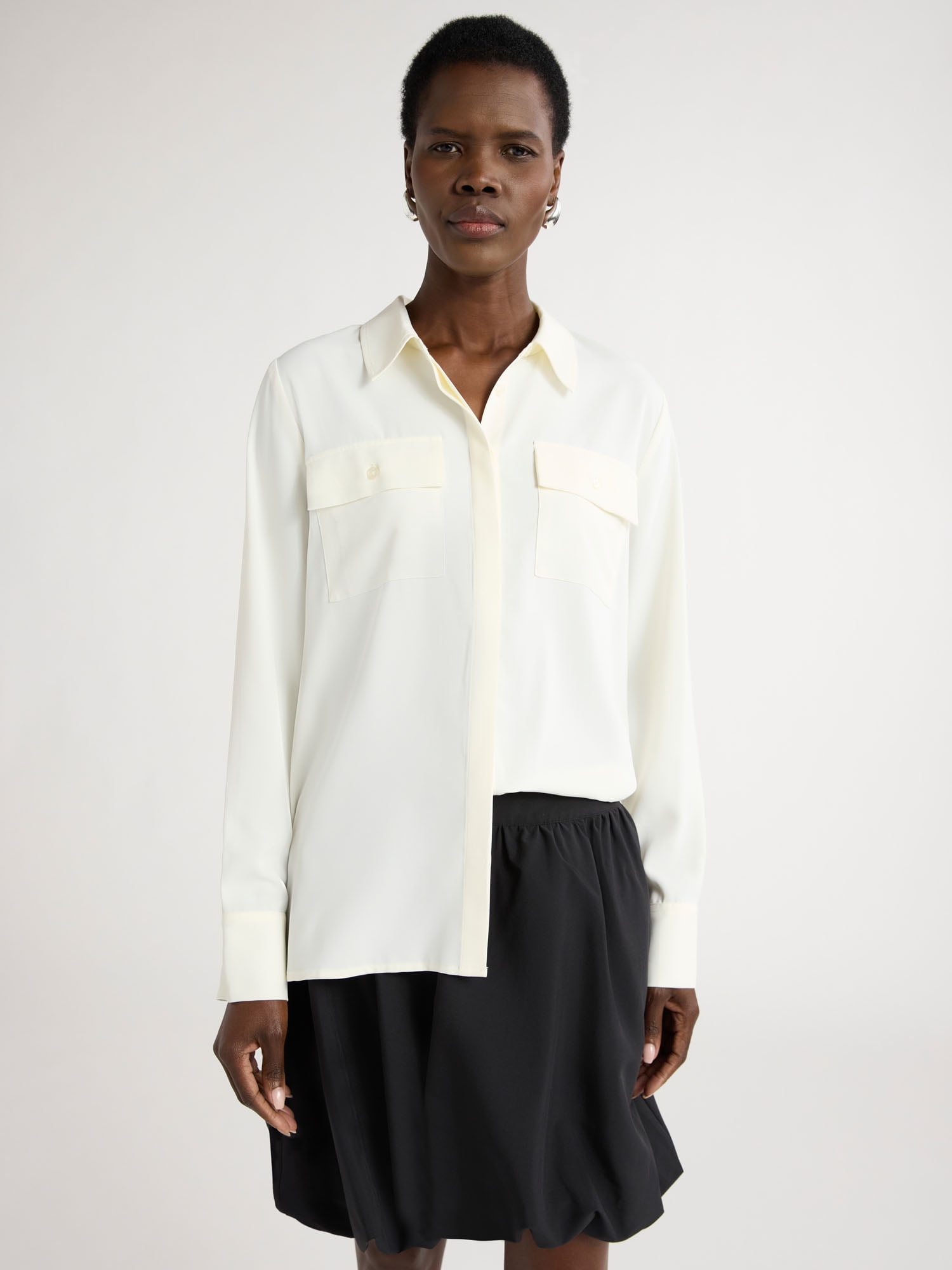 Scoop Women’s Button-Down Blouse with Two Pockets Sizes XS-4X Long ...