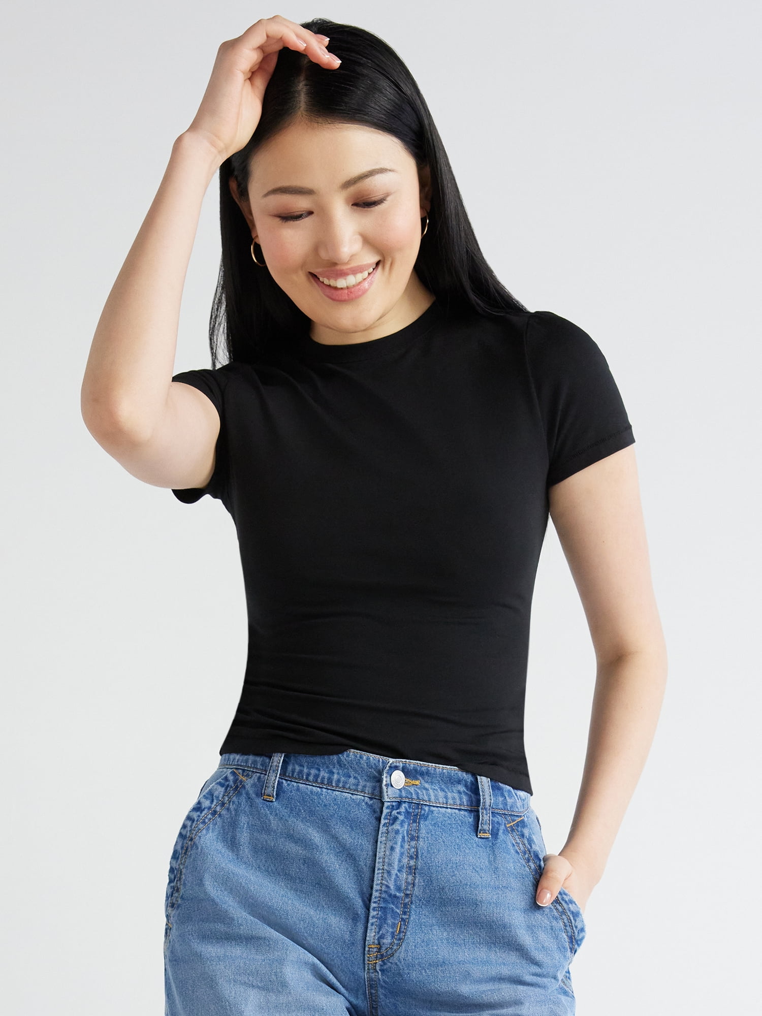 Scoop Women's Ultimate Refined JerseyKnit Fitted Baby Tee, Sizes XS-XXL ...