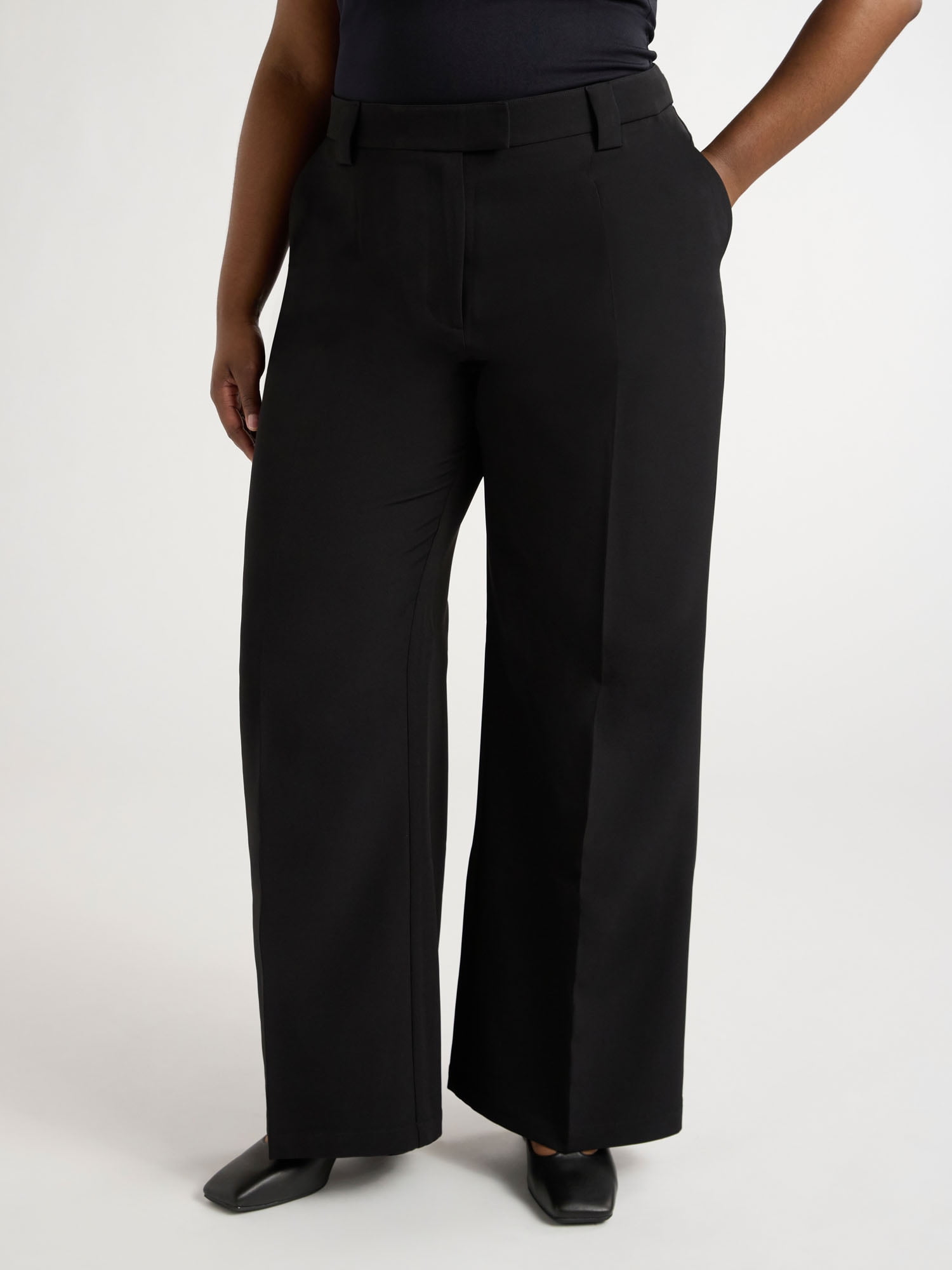Scoop Women’s Ultimate Crepe Wide Leg Trousers, 32" Inseam for Short ...