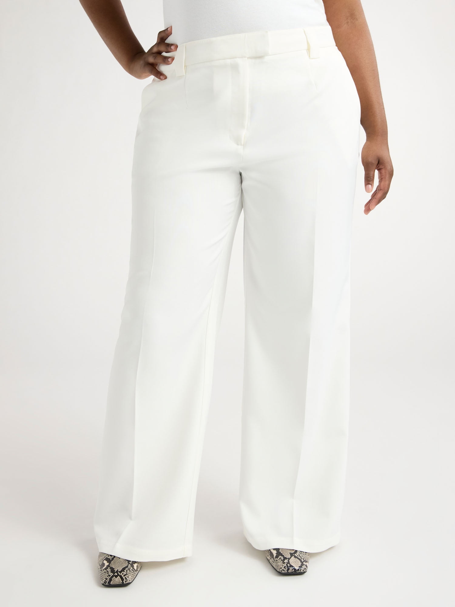 Scoop Women’s Ultimate Crepe Wide Leg Trousers, 34" Inseam for Tall ...