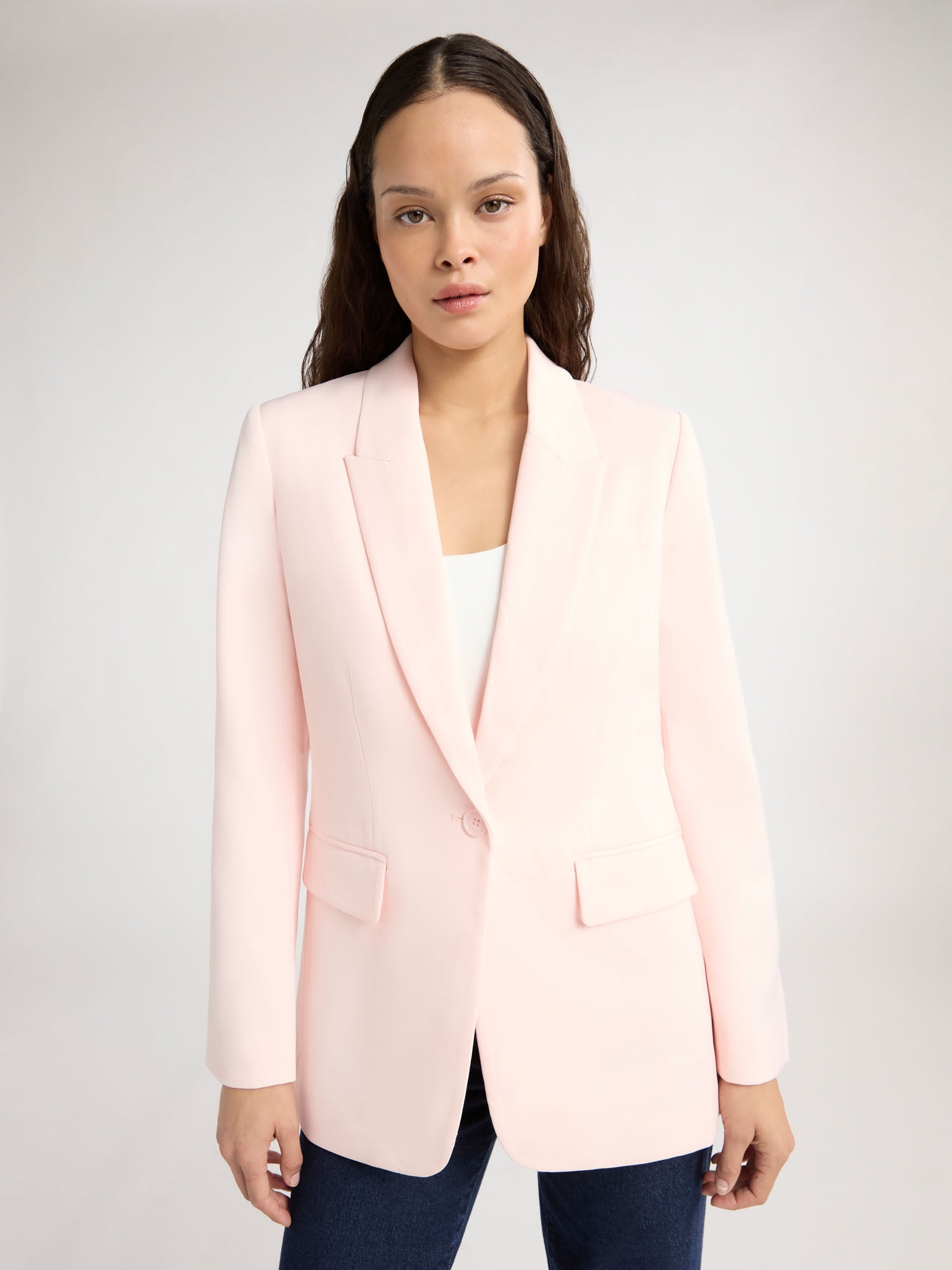 Scoop Women's & Women's Plus Ultimate Crepe One Button Suit Blazer ...