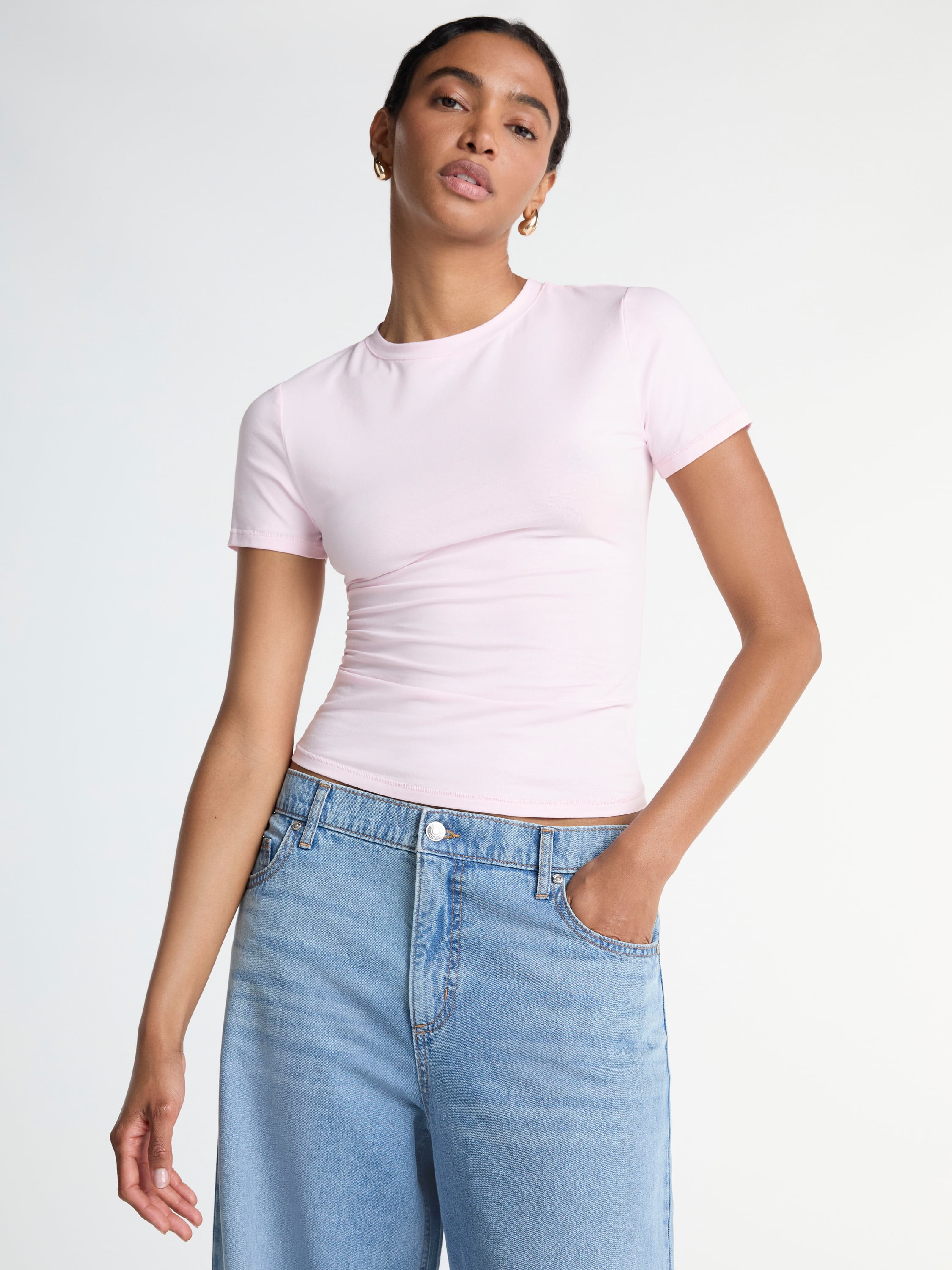 Scoop Women's Ultimate Refined Jersey Knit Fitted Baby Tee, Sizes XS ...