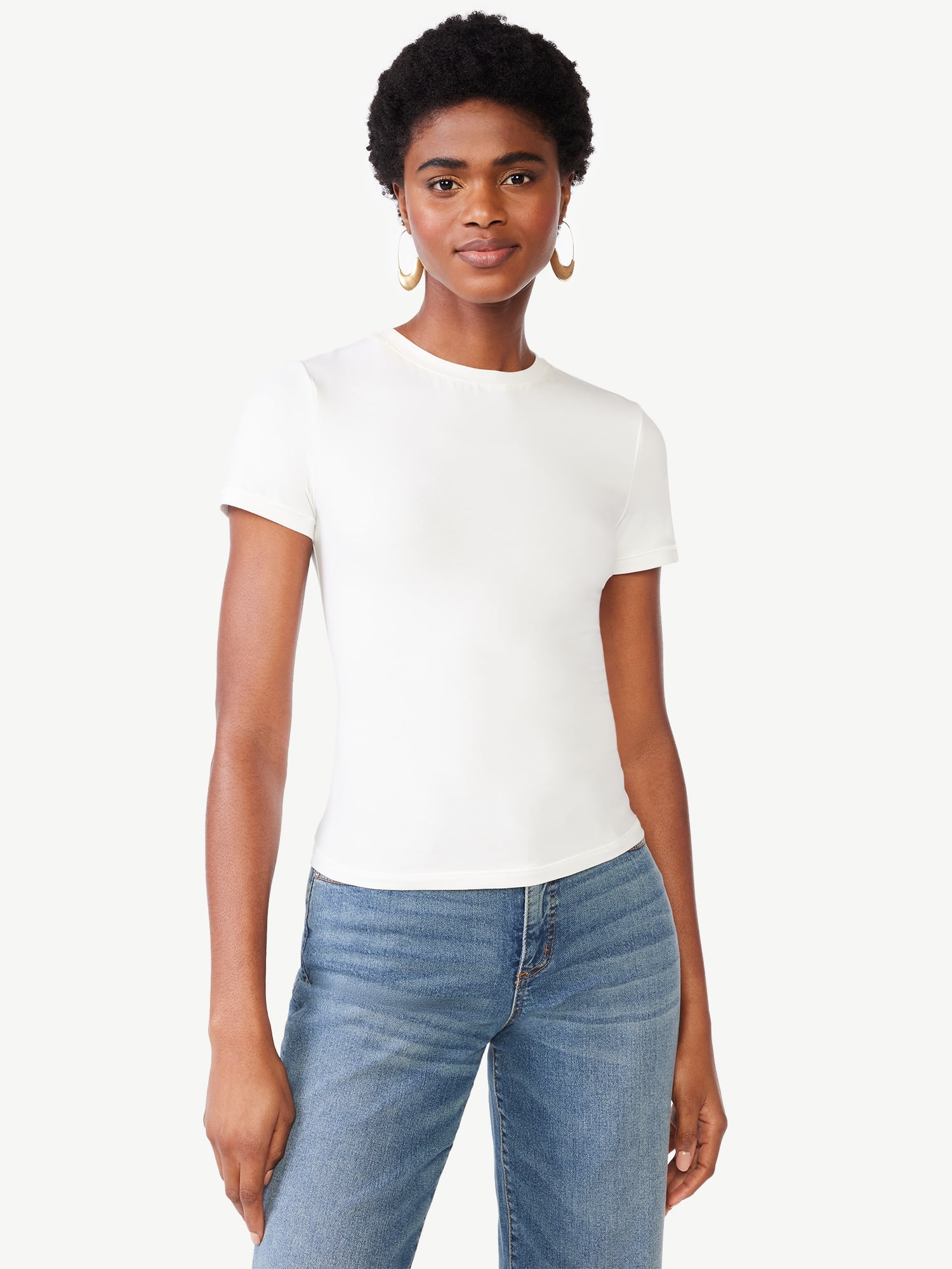 Scoop Women's Trendy Casual Chic Baby Tee XS-XXL, Cotton Blend, Refined ...