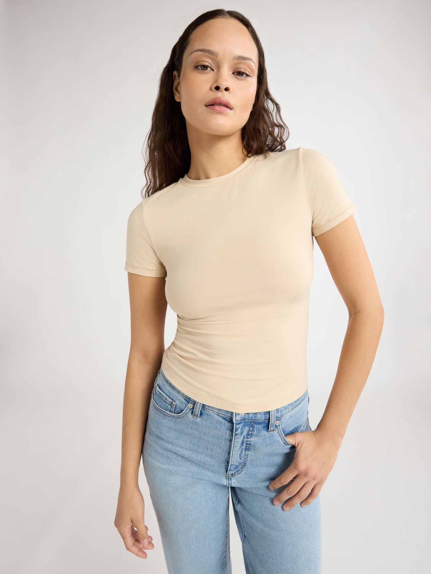 Scoop Women's Fitted Baby Tee XS-XXL Cotton Crewneck Short Sleeve ...