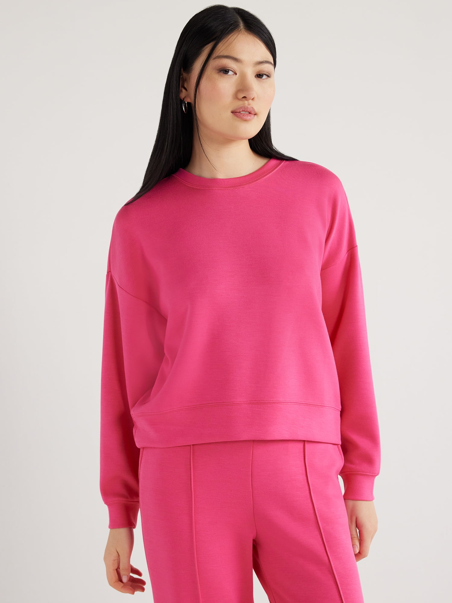 Scoop Women's and Women's Plus Ultimate ScubaKnit Cropped Sweatshirt ...