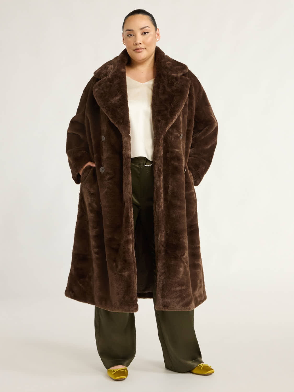 Scoop Women's & Women's Plus Faux Fur Oversized Maxi Coat, Sizes XS-4X ...