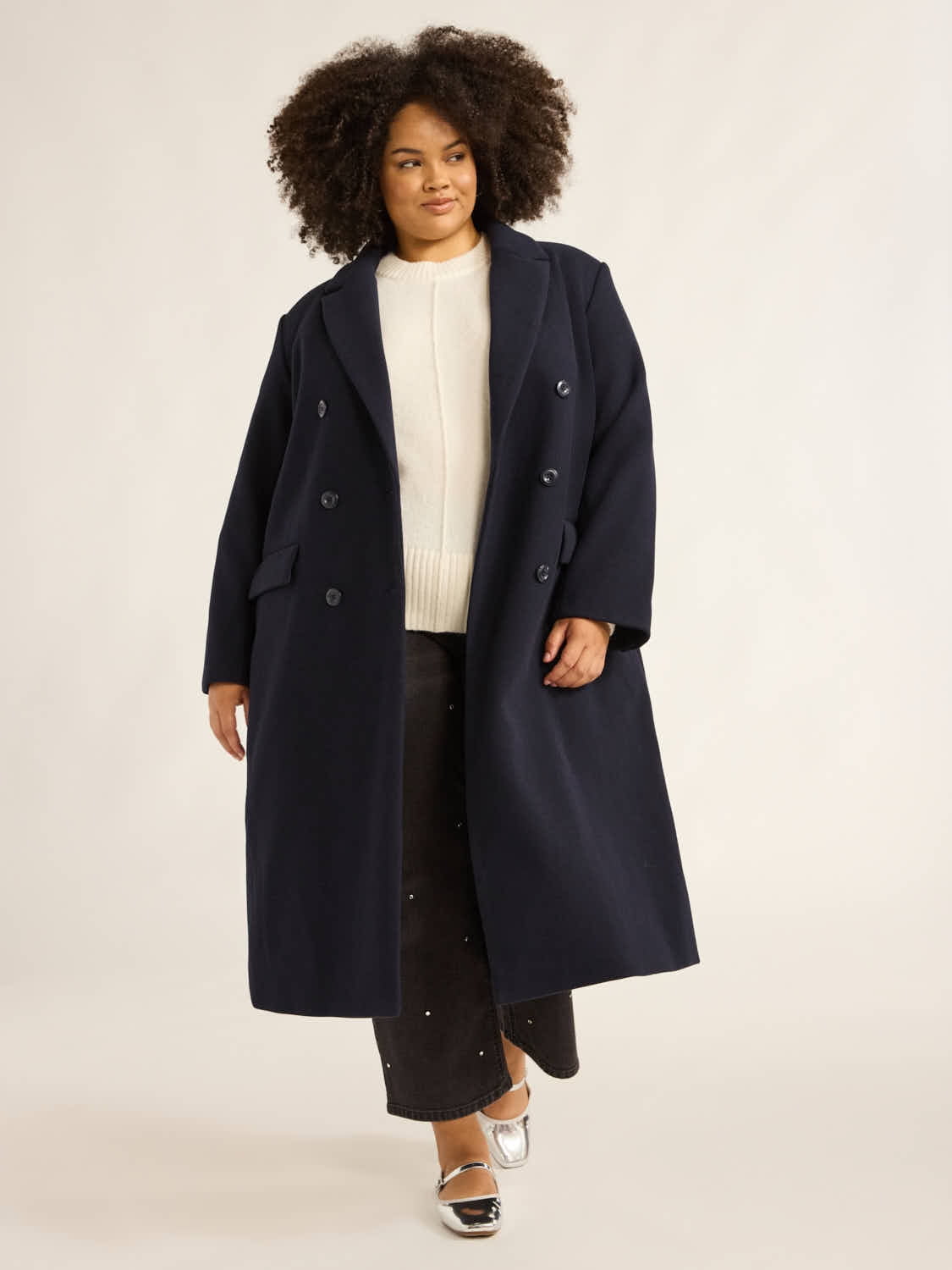 Scoop Women's & Women's Plus Faux Wool Oversized Double Breasted Coat ...