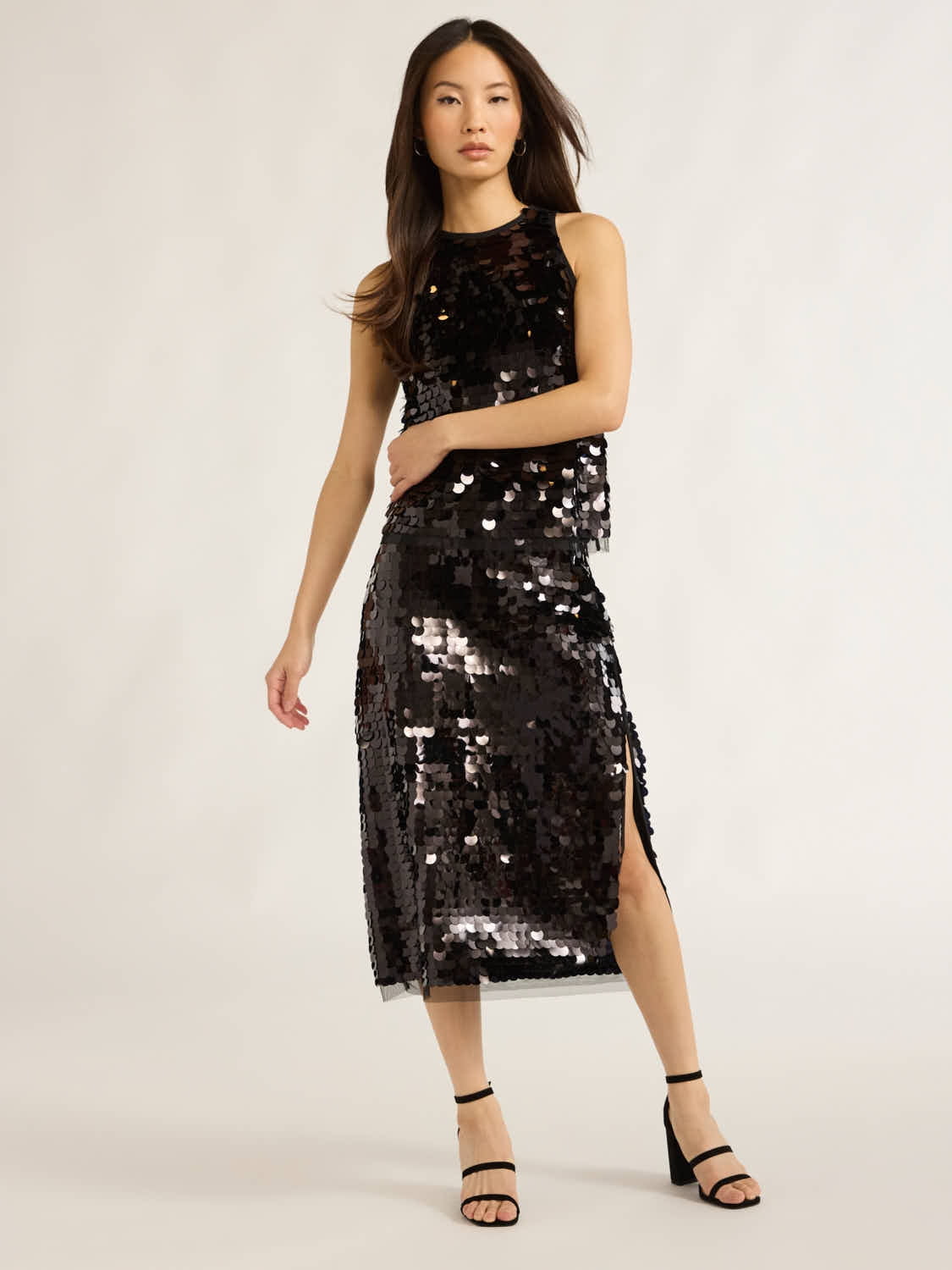 Scoop Women's & Women's Plus Paillette Sequin Midi Skirt, Sizes XS-4X ...