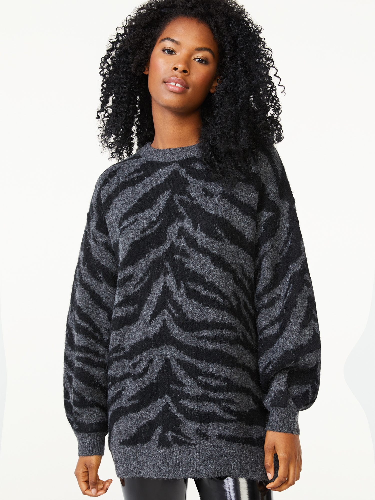 Scoop Women's Zebra Printed Tunic Sweater - Walmart.com