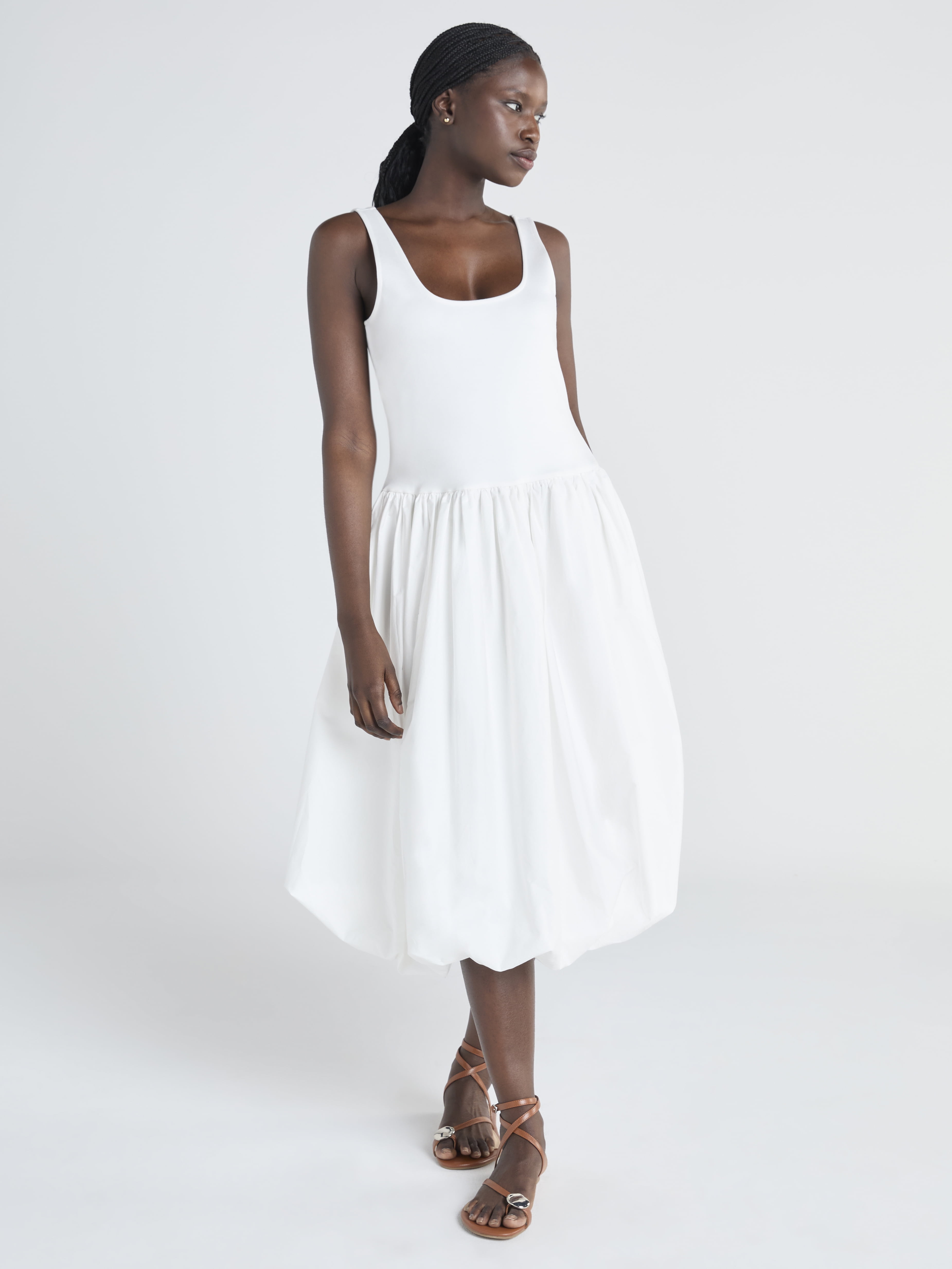 Scoop Bubble Hem Midi Dress for Women and Plus Size, Mixed Media, Sizes XS-4X - Walmart.com