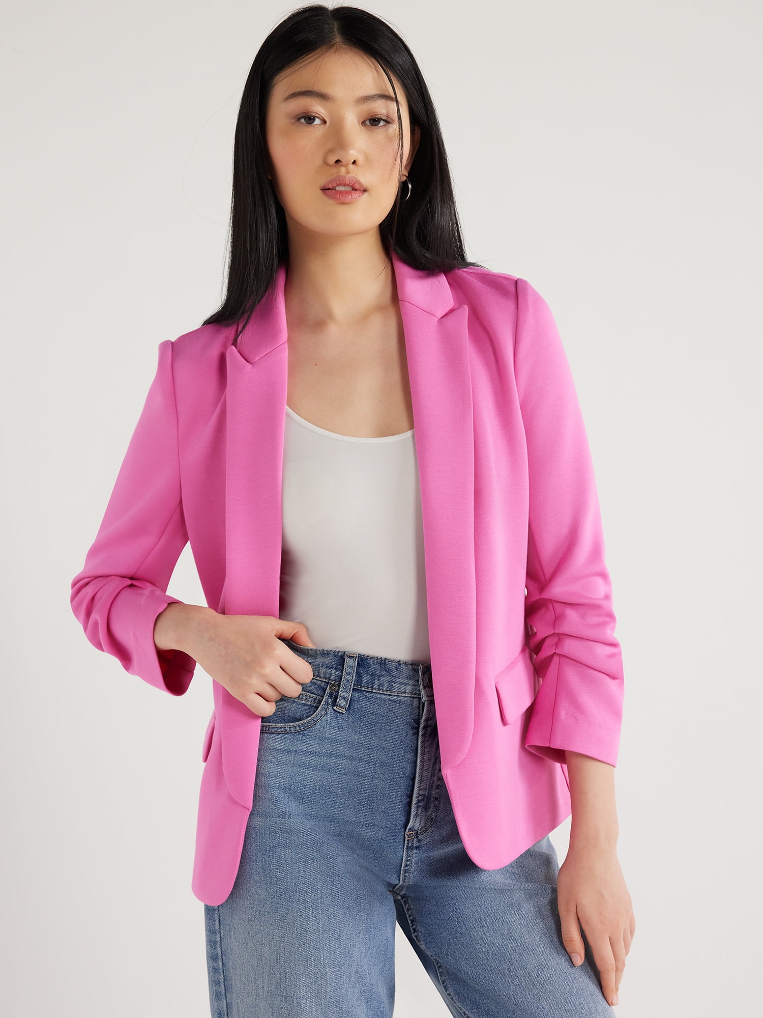 Scoop Women's and Women’s Plus Relaxed Ultimate ScubaKnit Blazer with ...