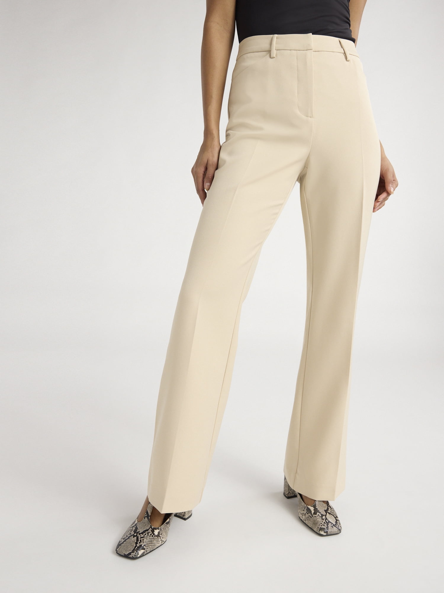 Scoop Women's and Women’s Plus Crepe High Rise Bootcut Suit Pants ...