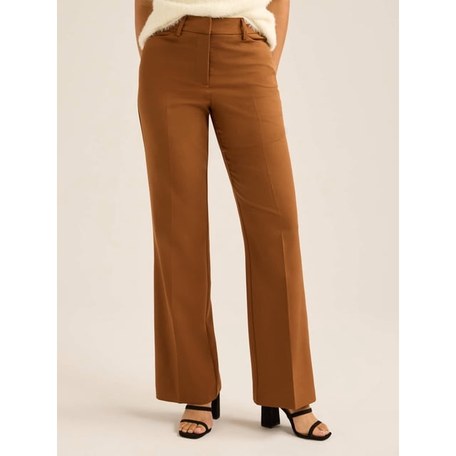 Scoop Women's and Women’s Plus Crepe High Rise Bootcut Suit Pants ...