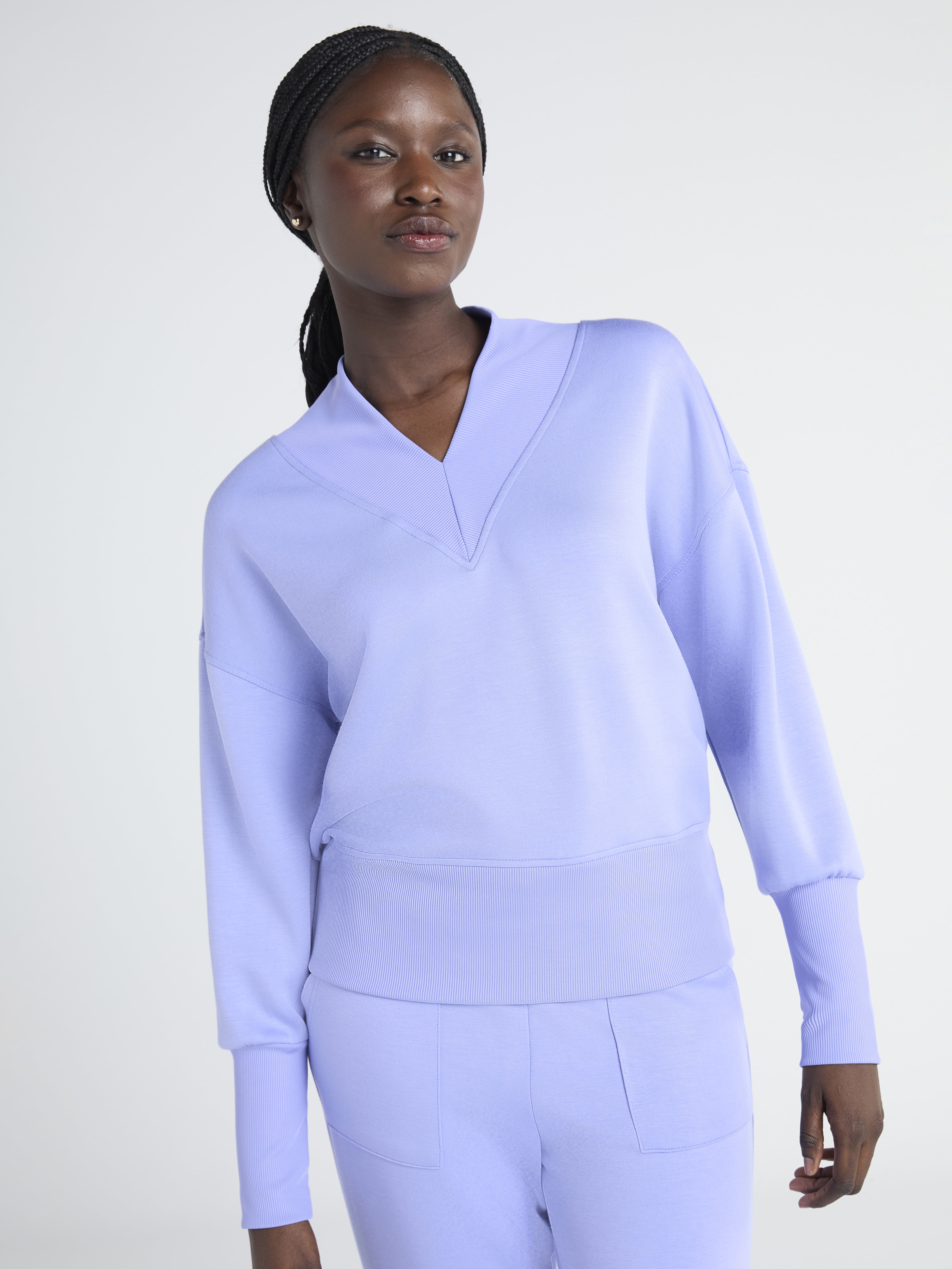 Scoop Women's and Women's Plus Ultimate Scubaknit V Neck Sweatshirt ...