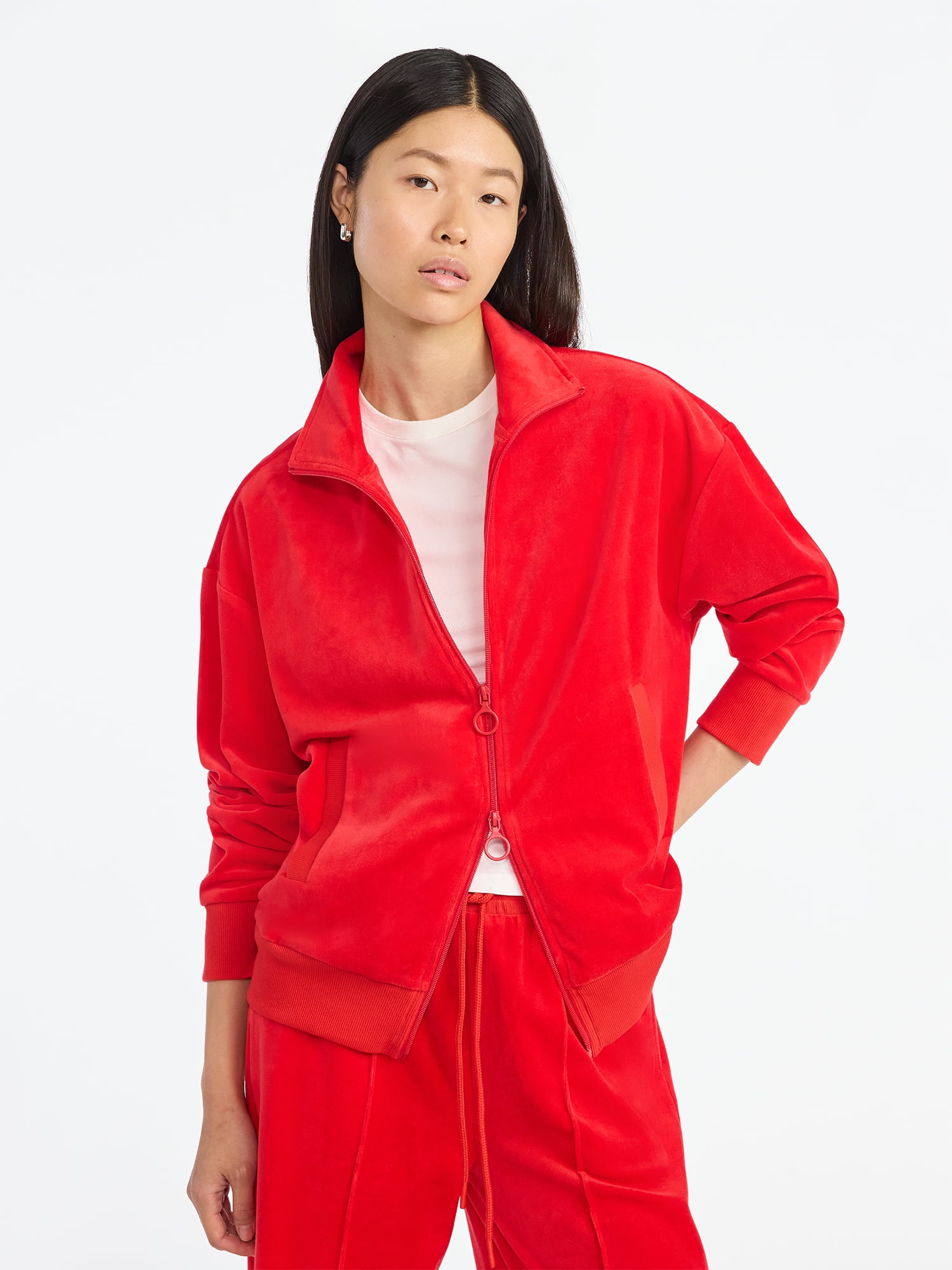 Scoop Women’s Velour Track Jacket, Lightweight, Sizes XS-XXL - Walmart.com