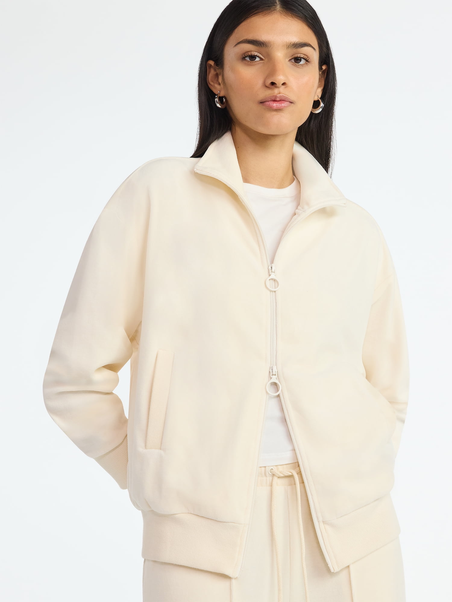 Scoop Women’s Velour Track Jacket, Lightweight, Sizes XS-XXL - Walmart.com