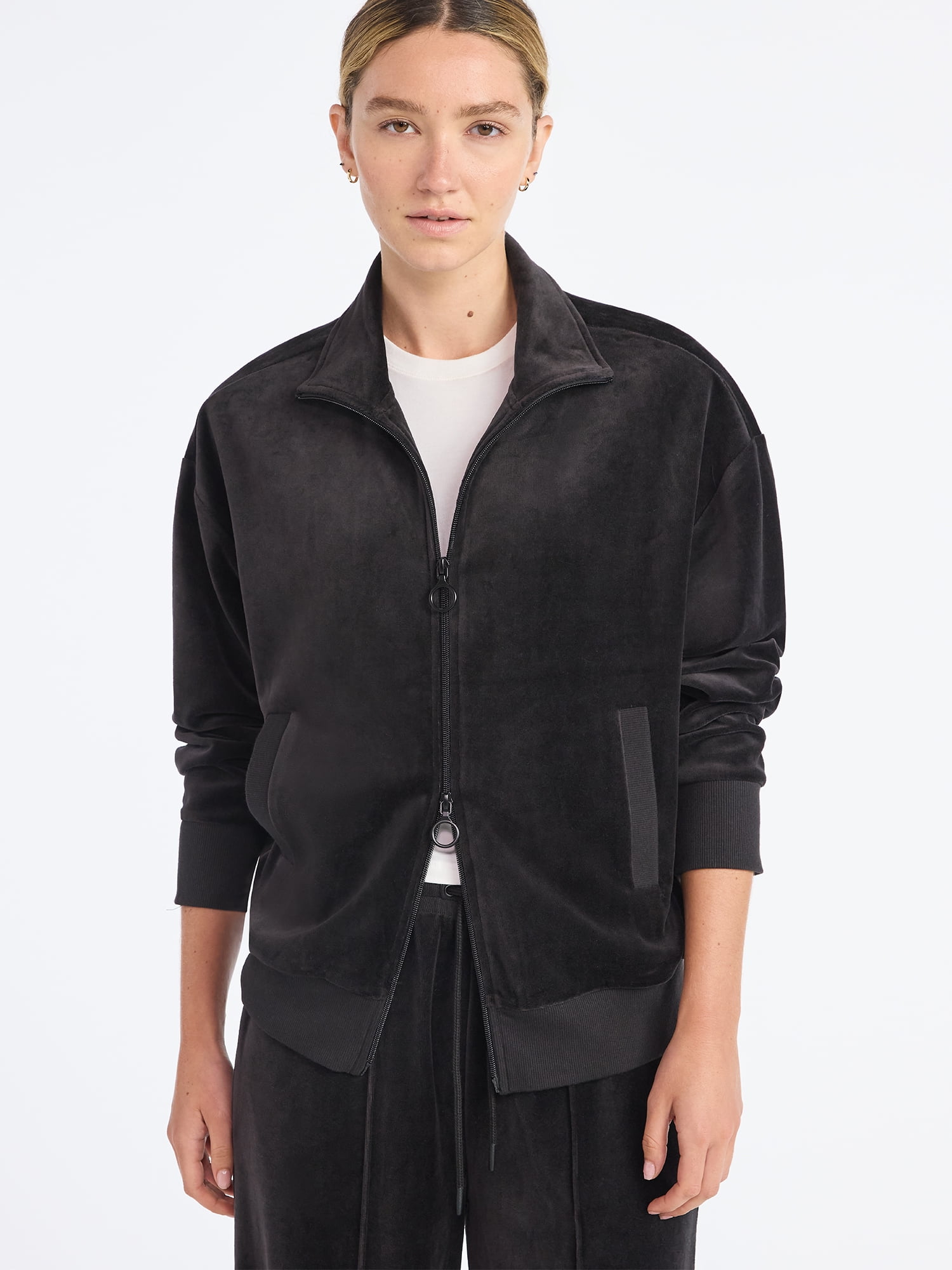 Scoop Women’s Velour Track Jacket, Lightweight, Sizes XS-XXL - Walmart.com