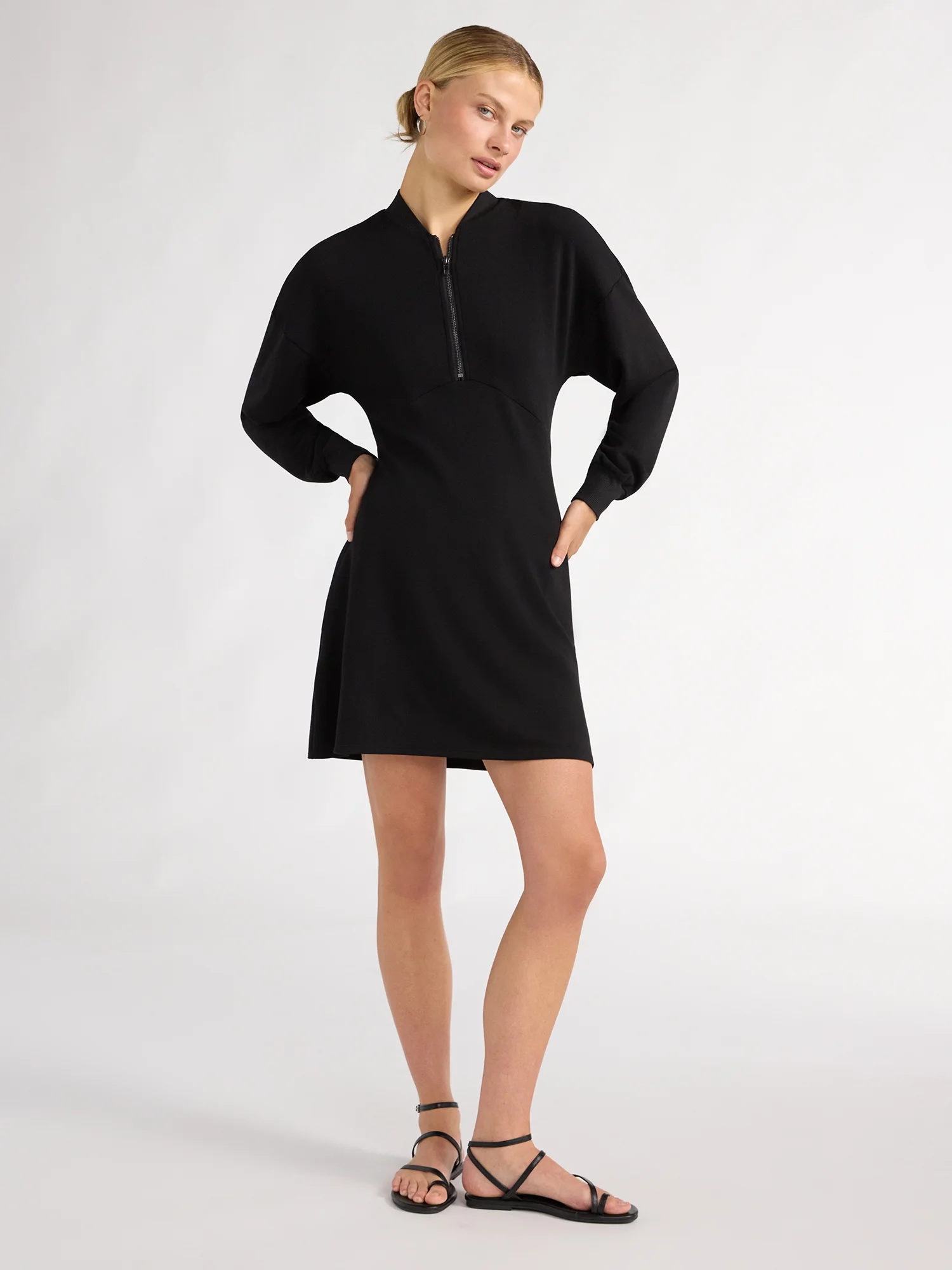 Scoop Women’s Ultimate ScubaKnit Zip Front Mini Dress, Sizes XS-XXL ...
