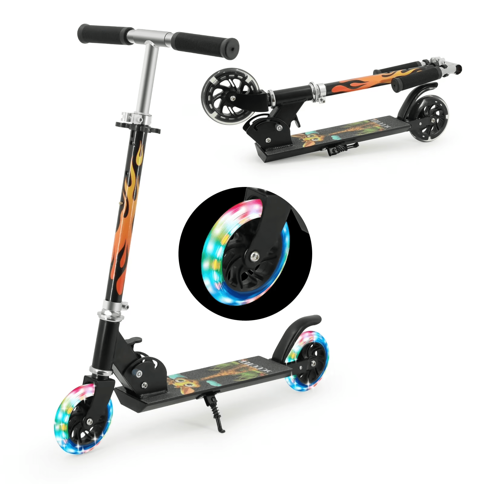 TENBOOM Kids Kick Scooter with LED Light Up Wheels, 3 Adjustable ...