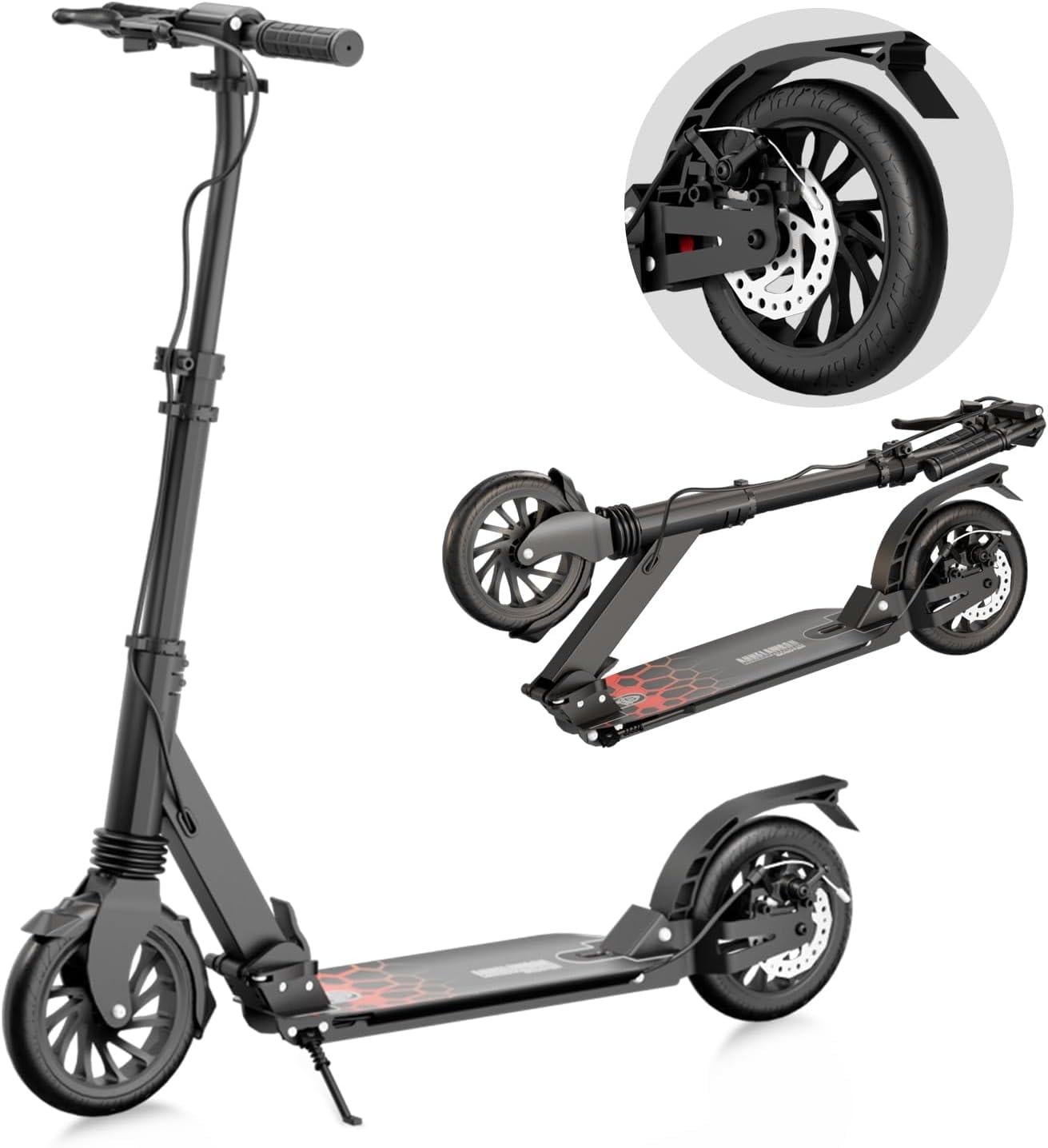 Scooter for Kids Ages 6-12 & Adults, Foldable with Rear Disc Brake ...