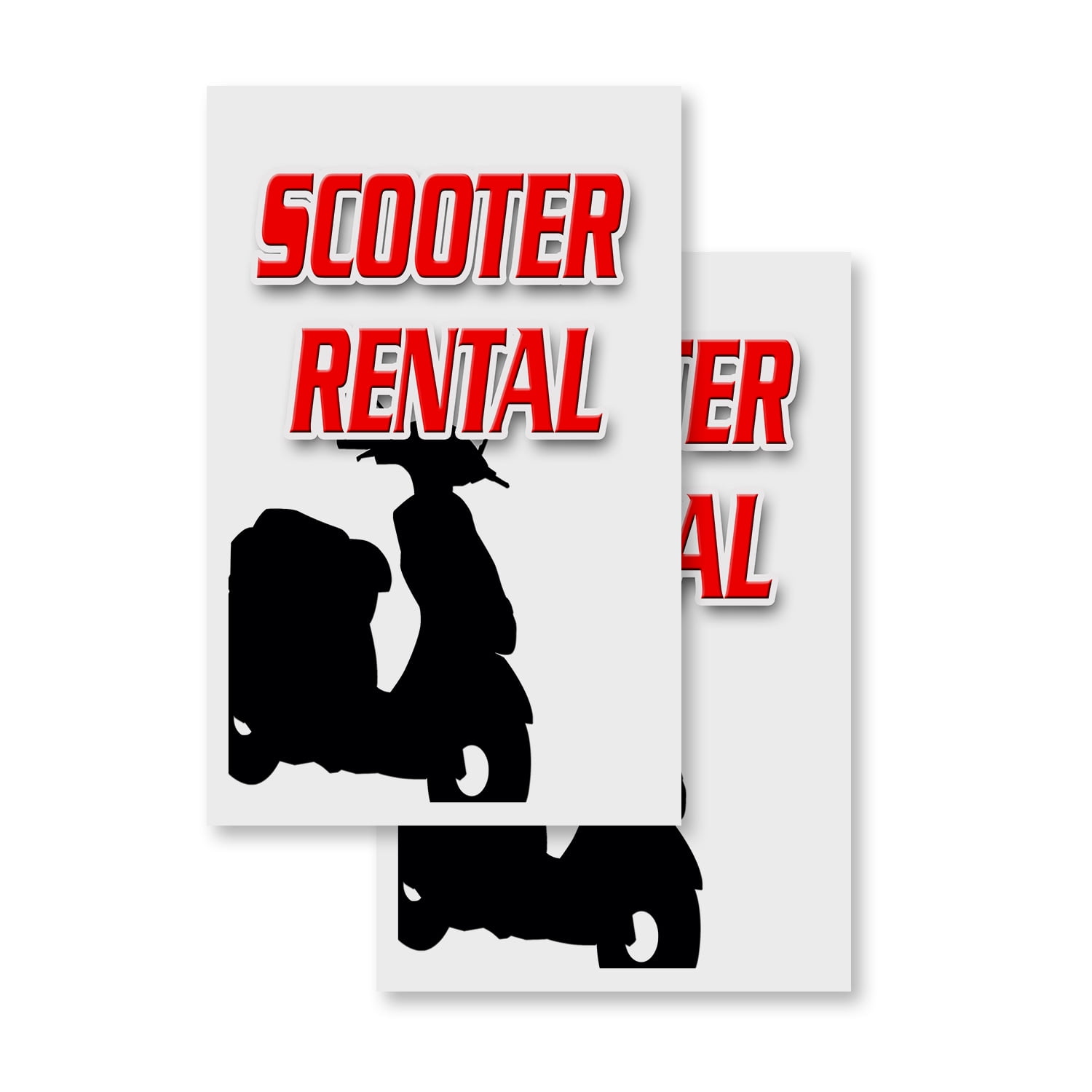 Scooter Rental (2-PACK) 24" x 36" Vinyl Decals | Sign Insert Peel ...