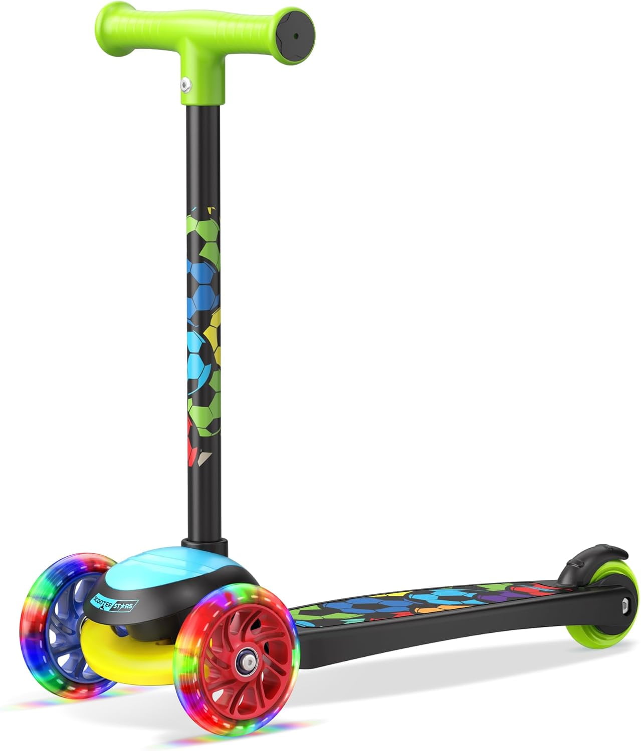 Scooter Stars 3-Wheel Kids Scooter with Light-Up LED Front Wheels, Wide ...