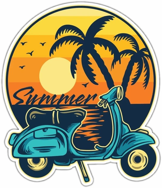 Scooter Summer Palm Beach Vacation Ocean Car Window Stickerphone Decal ...