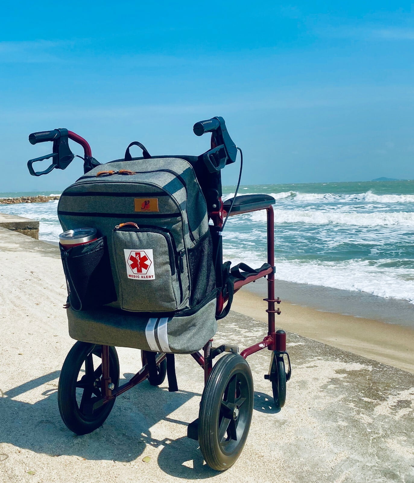 Scooter-Wheelchair Backpack -Cup Holder, Insulated Compartment and Med ...