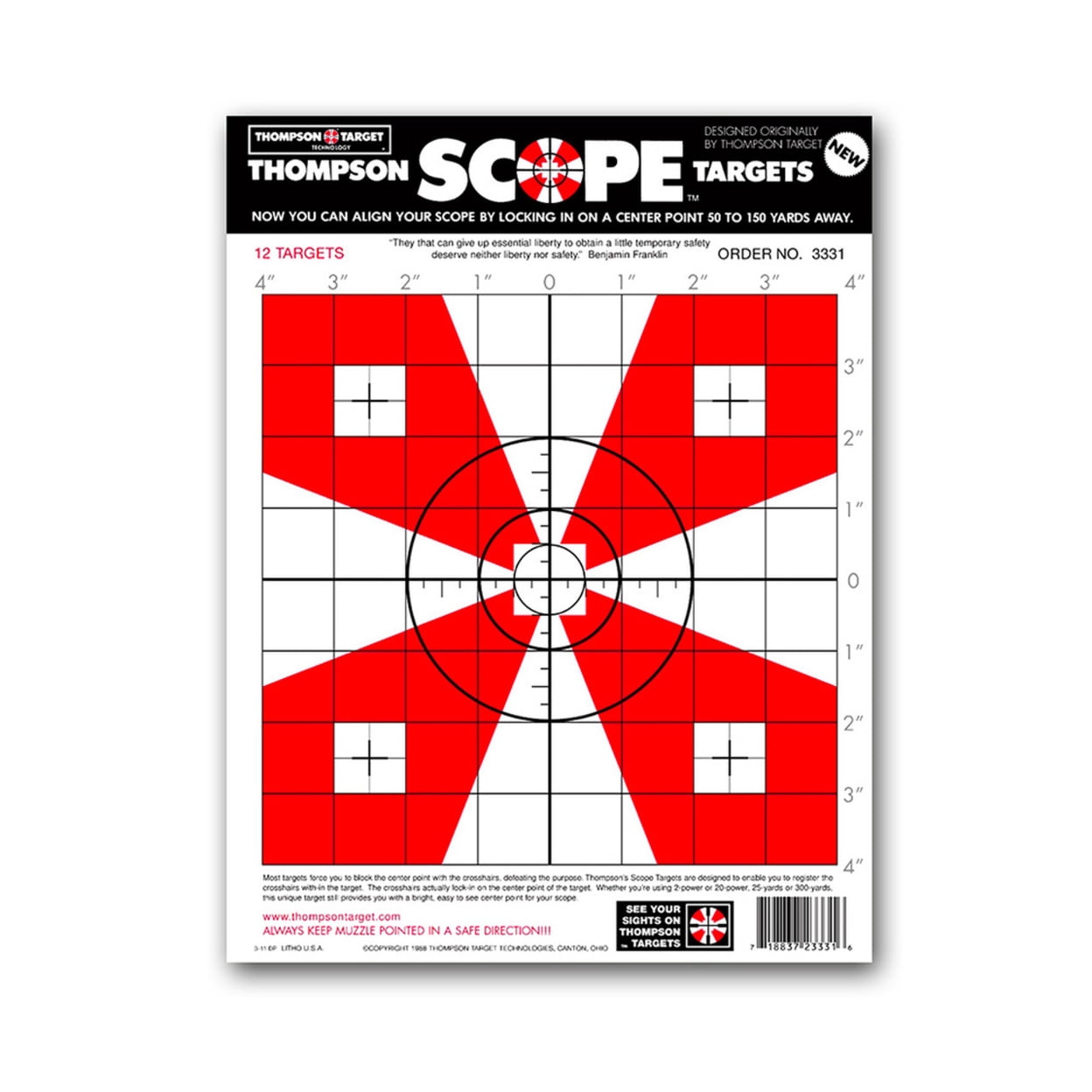 Thompson's 9"x12" Scope Alignment/Sight-In Paper Shooting Targets for ...