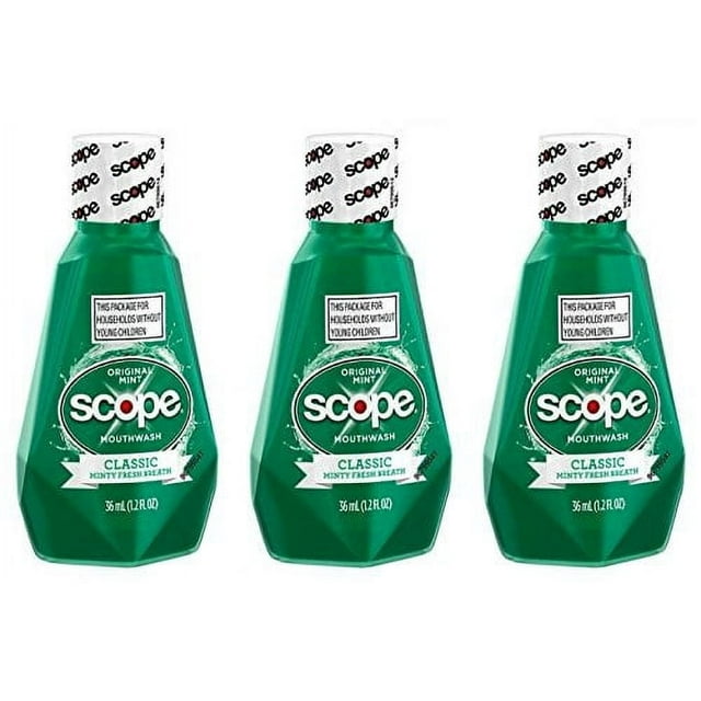 Scope Mouthwash, Original Mint, Clean, 1.2 Oz Travel Size, Pack of 3 ...
