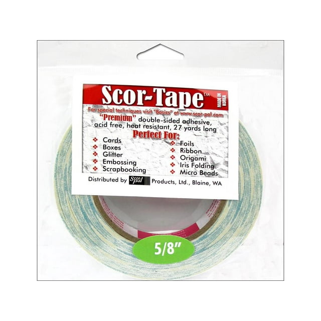 Scor Pal Scor Tape Dbl Side Adhesive 5/8" 27yd - Walmart.com