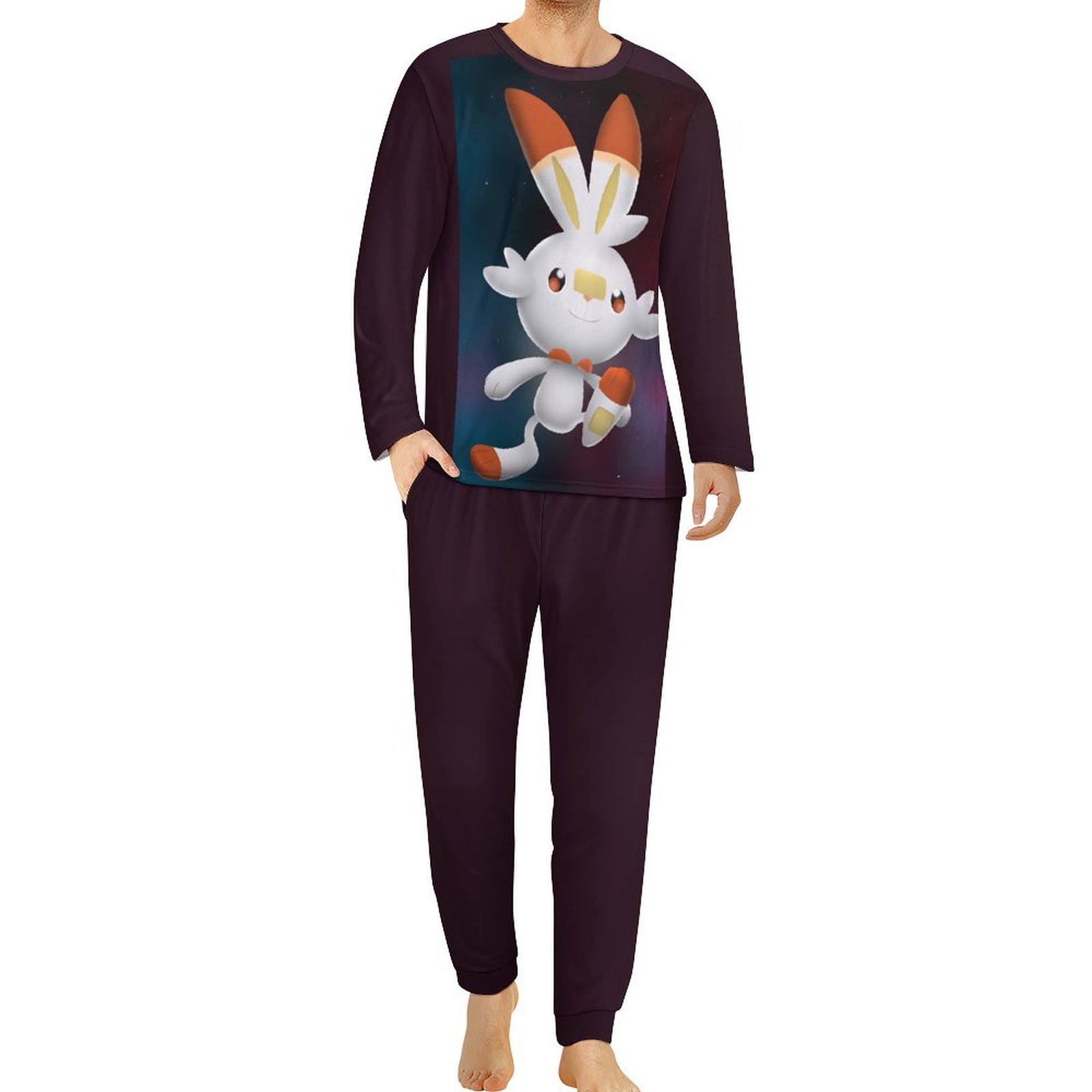 Scorbunny Men's Long Sleeve Pajama，Soft Sleepwear Pjs Long for ...