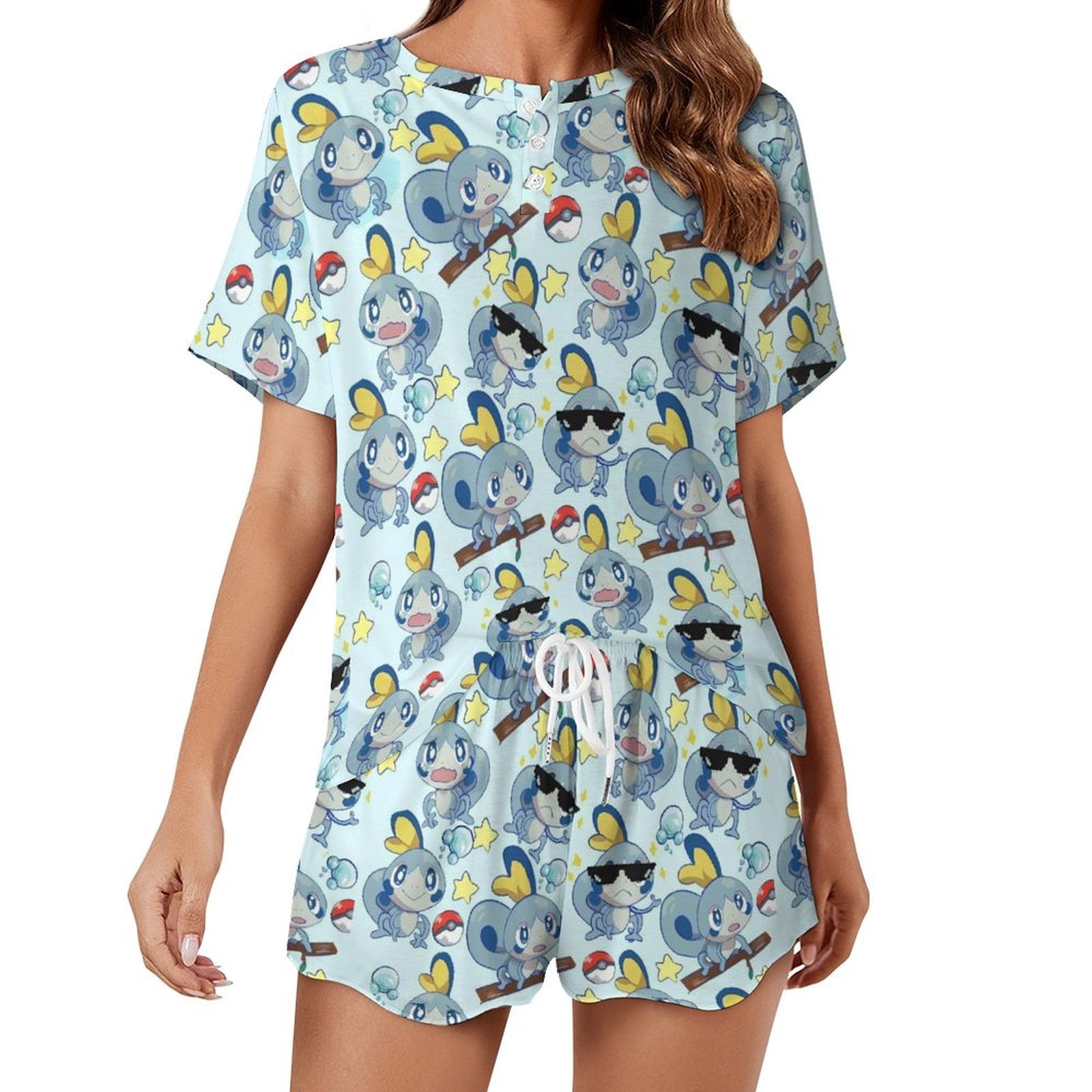 Scorbunny Women's Short Sleeve Pajama，Soft Sleepwear Pjs Short and ...