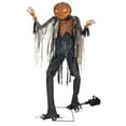 Scorched Animated Scarecrow with Lighted Jack O'Lantern Head, Fog ...
