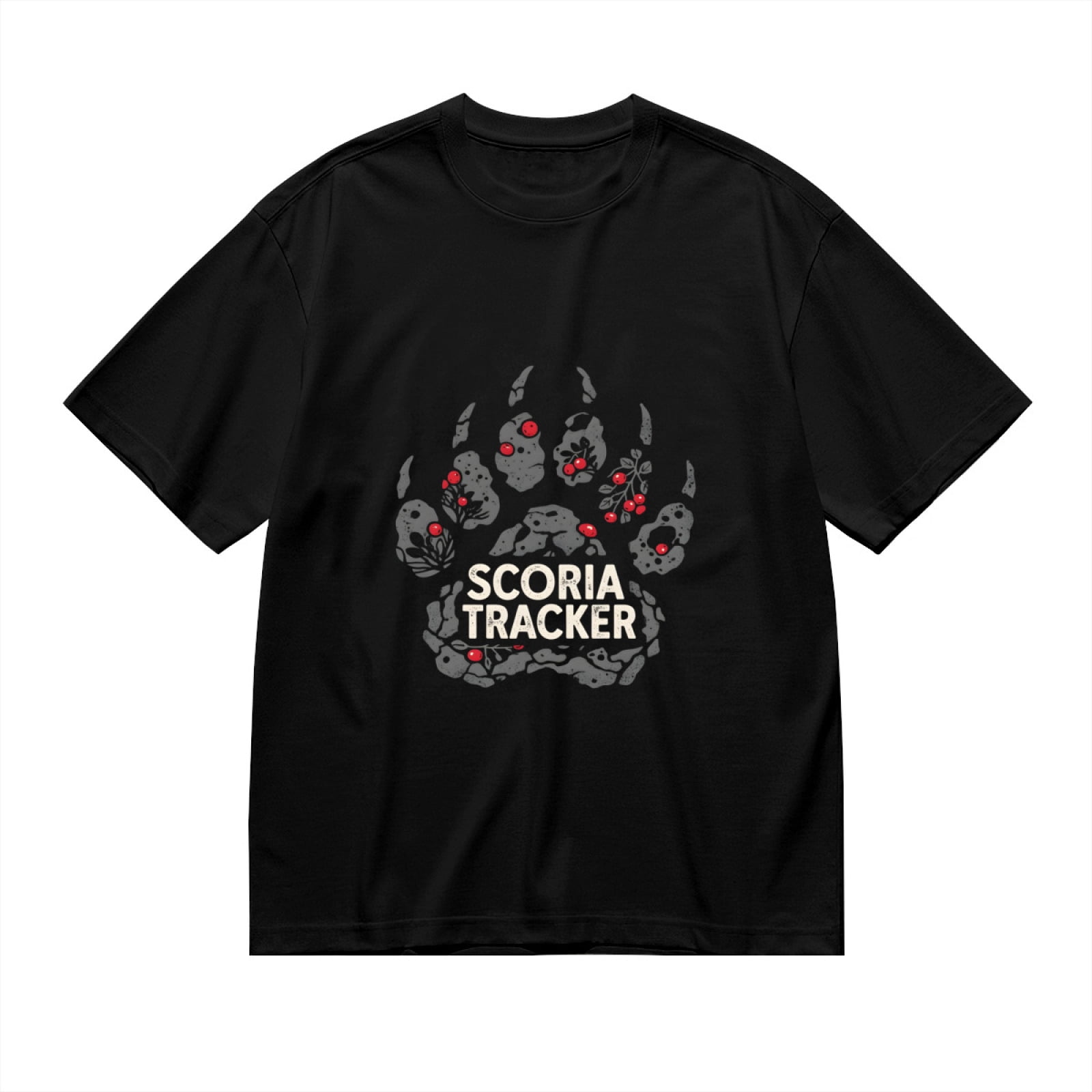 Scoria Tracker,paw Print With Red Berries Print, T Shirt for Men ...