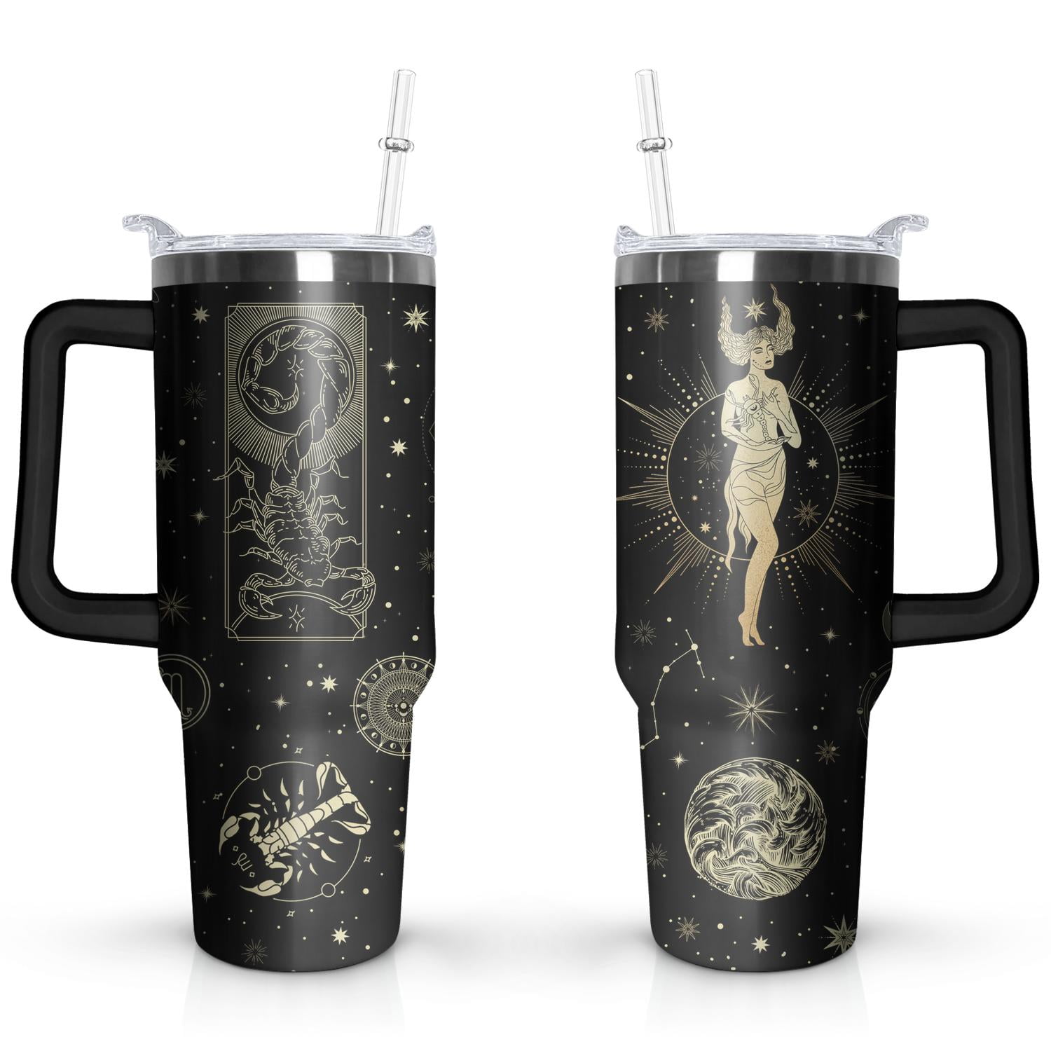 Scorpio 40oz Handle Cup with Lid and Straw, Astrology Cup, Gothic Cup ...