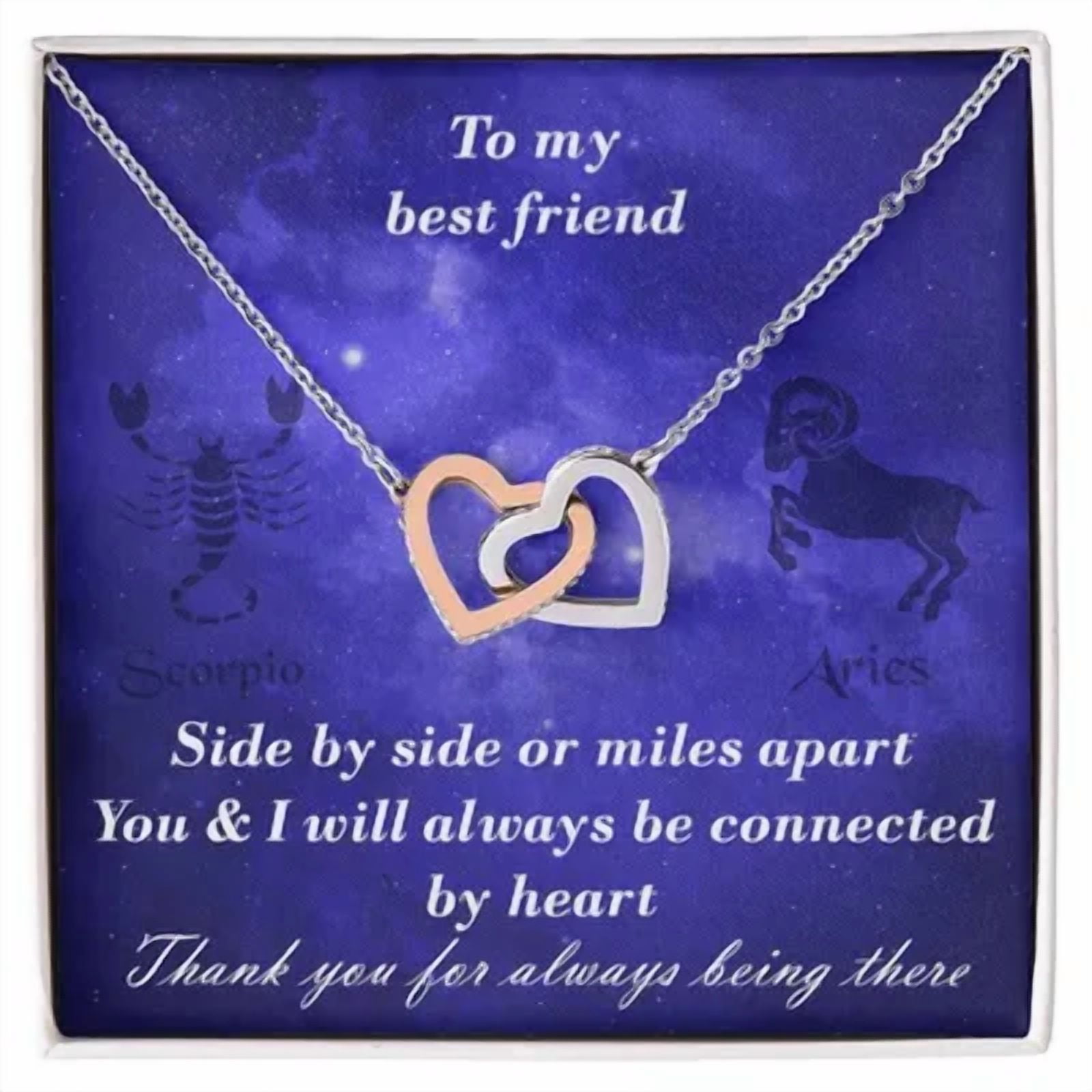 Scorpio To Aries Best Friend Interlocked Hearts Necklace, A Loving ...