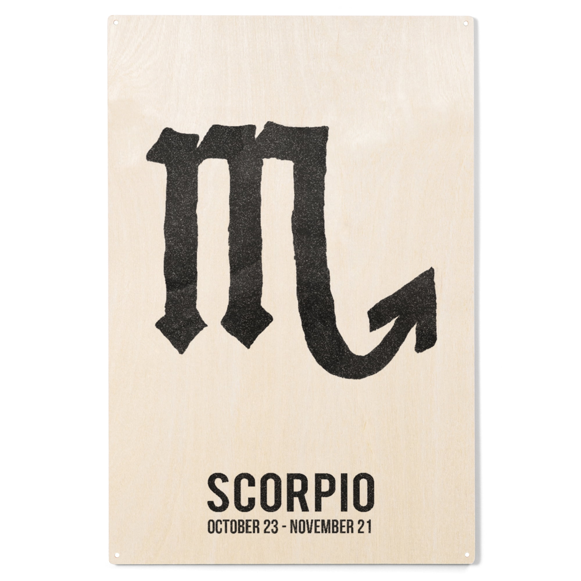 Scorpio, Astrology Zodiac Symbol, Ink Drawing Birch Wood Wall Sign ...