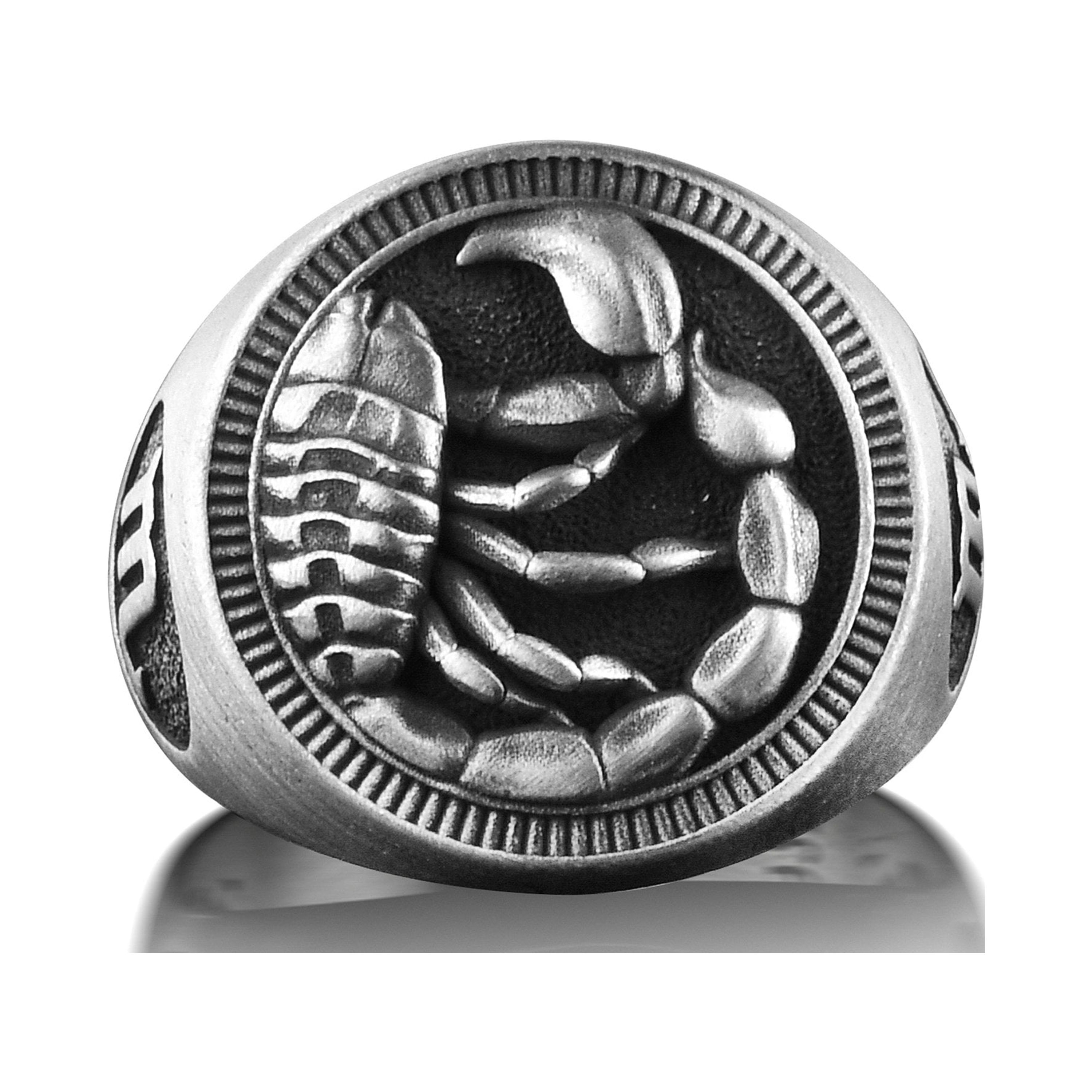 Scorpio Engraved Signet Ring For Men, Oxidized Male Pinky Ring in ...