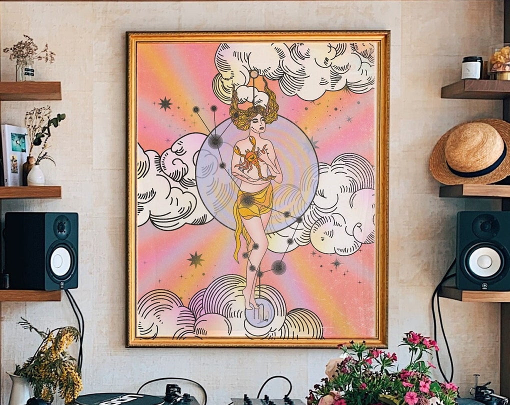 Scorpio Gift, Zodiac Poster, Scorpio Decor, Zodiac Print, Celestial Art ...