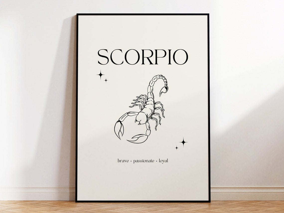 Scorpio Print Print, Minimalist Scorpio Print, Scorpio Zodiac Wall Art ...