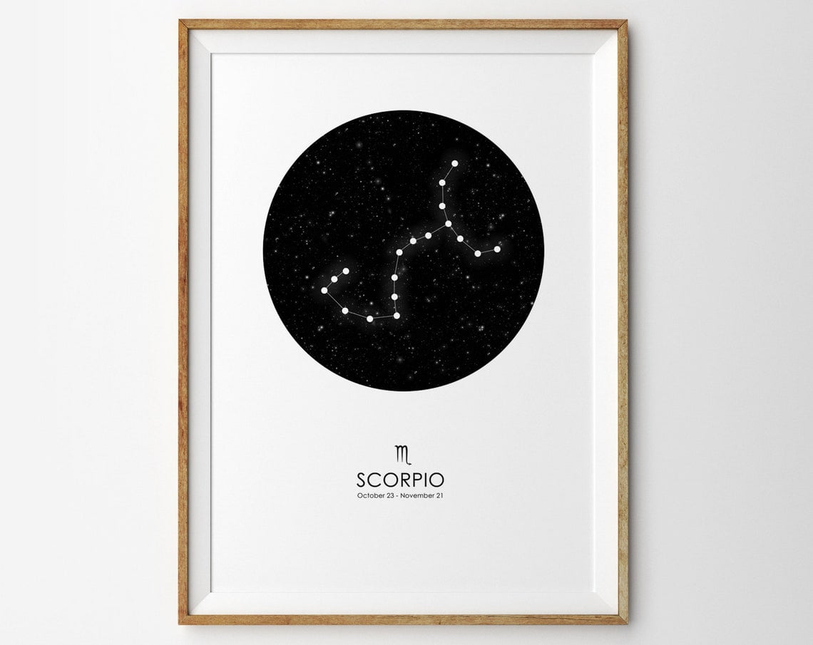 Scorpio Print Scorpio Zodiac Print Constellation Print Star Map Print ...