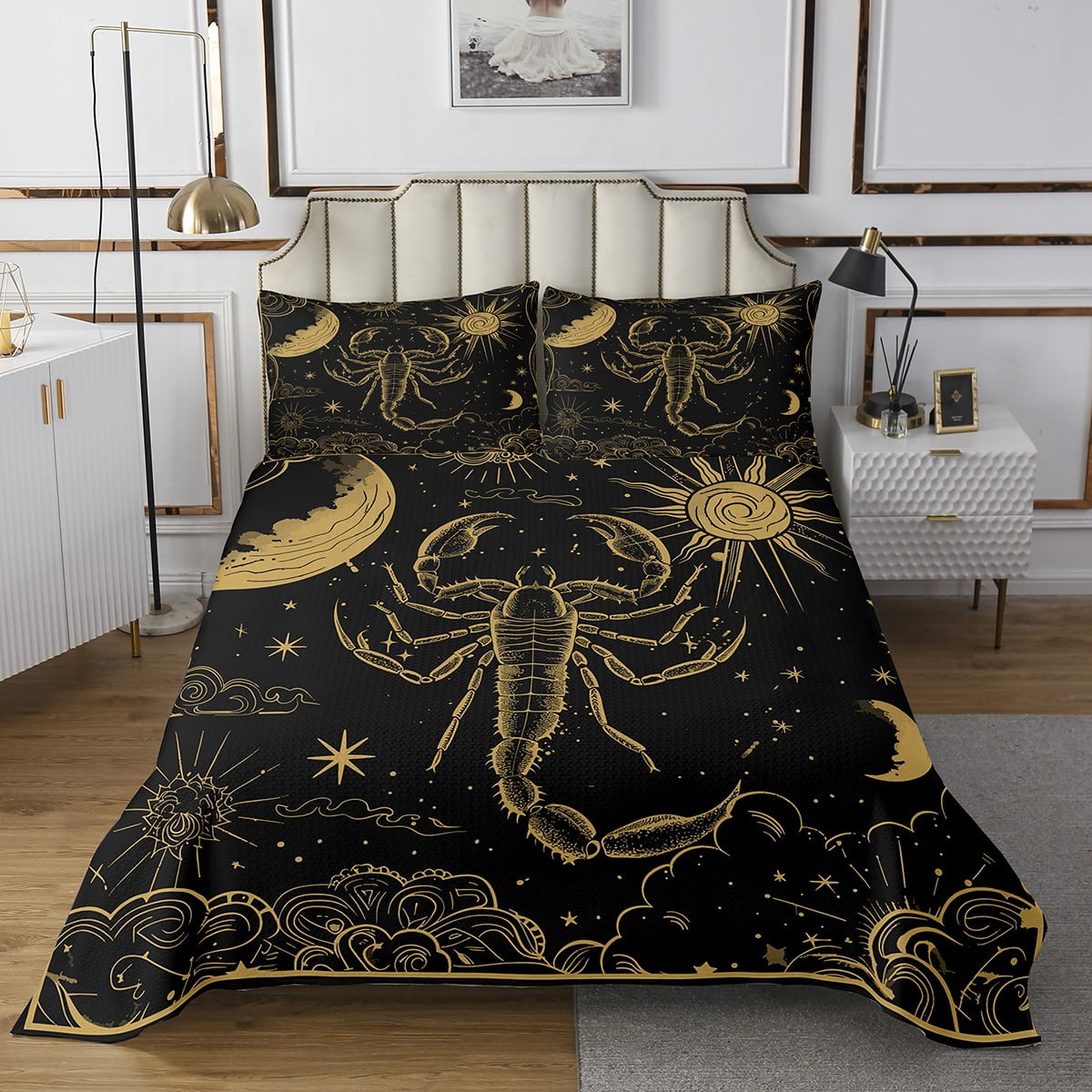 Scorpio Quilt Set King Size 12 Horoscope Astrology Bedspread ...