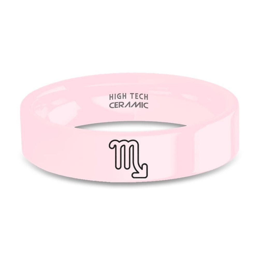Scorpio Scorpion Sign Astrology Laser Engraved Pink Ceramic Ring, 6mm ...