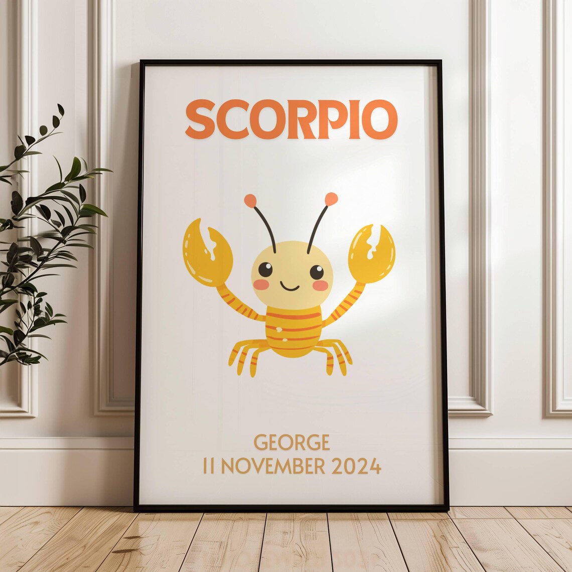 Scorpio Star Sign Wall Art, Custom Baby Child Name Zodiac Print ...