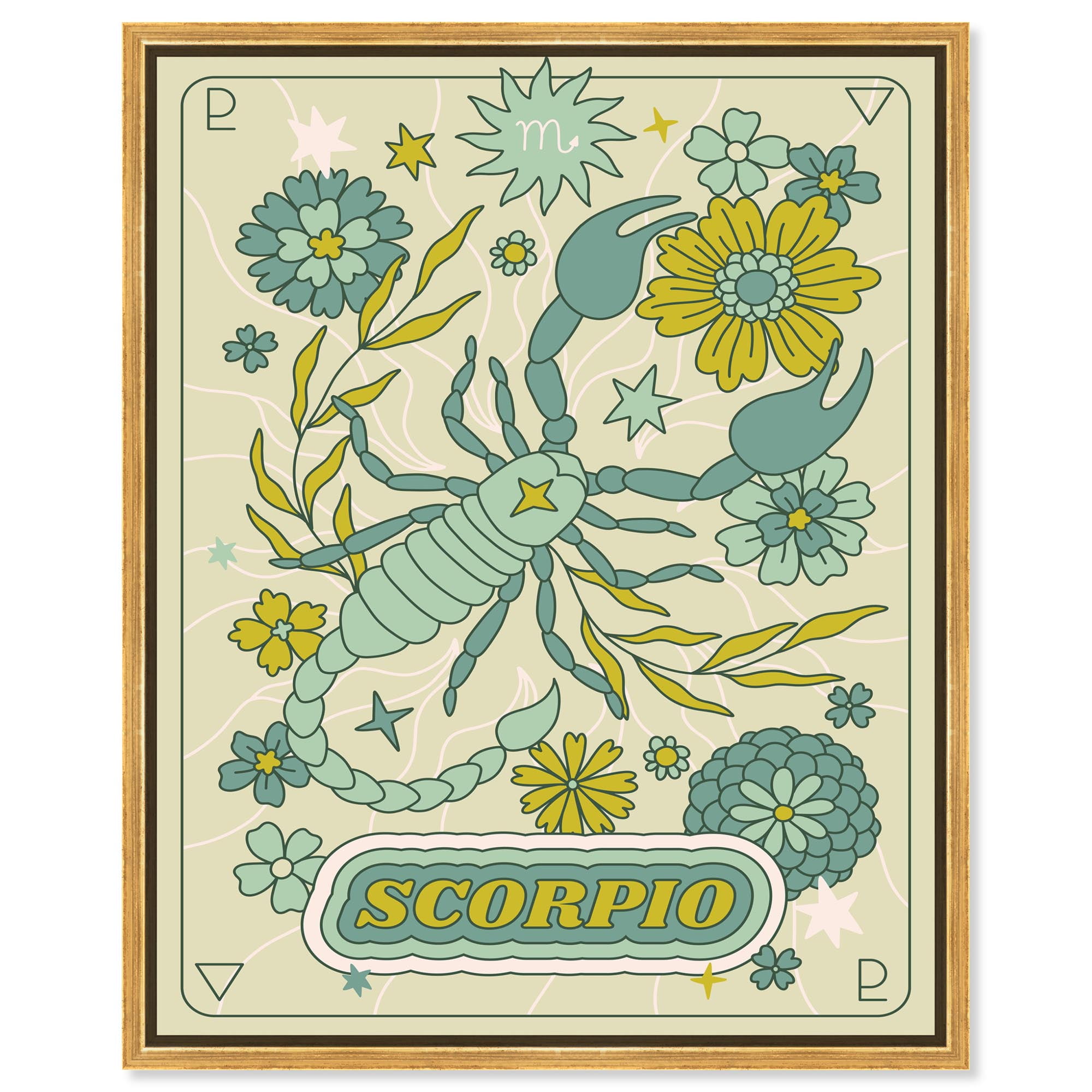 Scorpio Stars Card Canvas Horoscope Posters by Art Remedy, Gold Frame ...