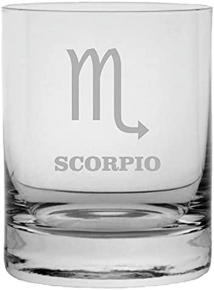 Scorpio Symbol Zodiac Symbol or Sign Etched 11oz Crystal Rocks Whisky ...